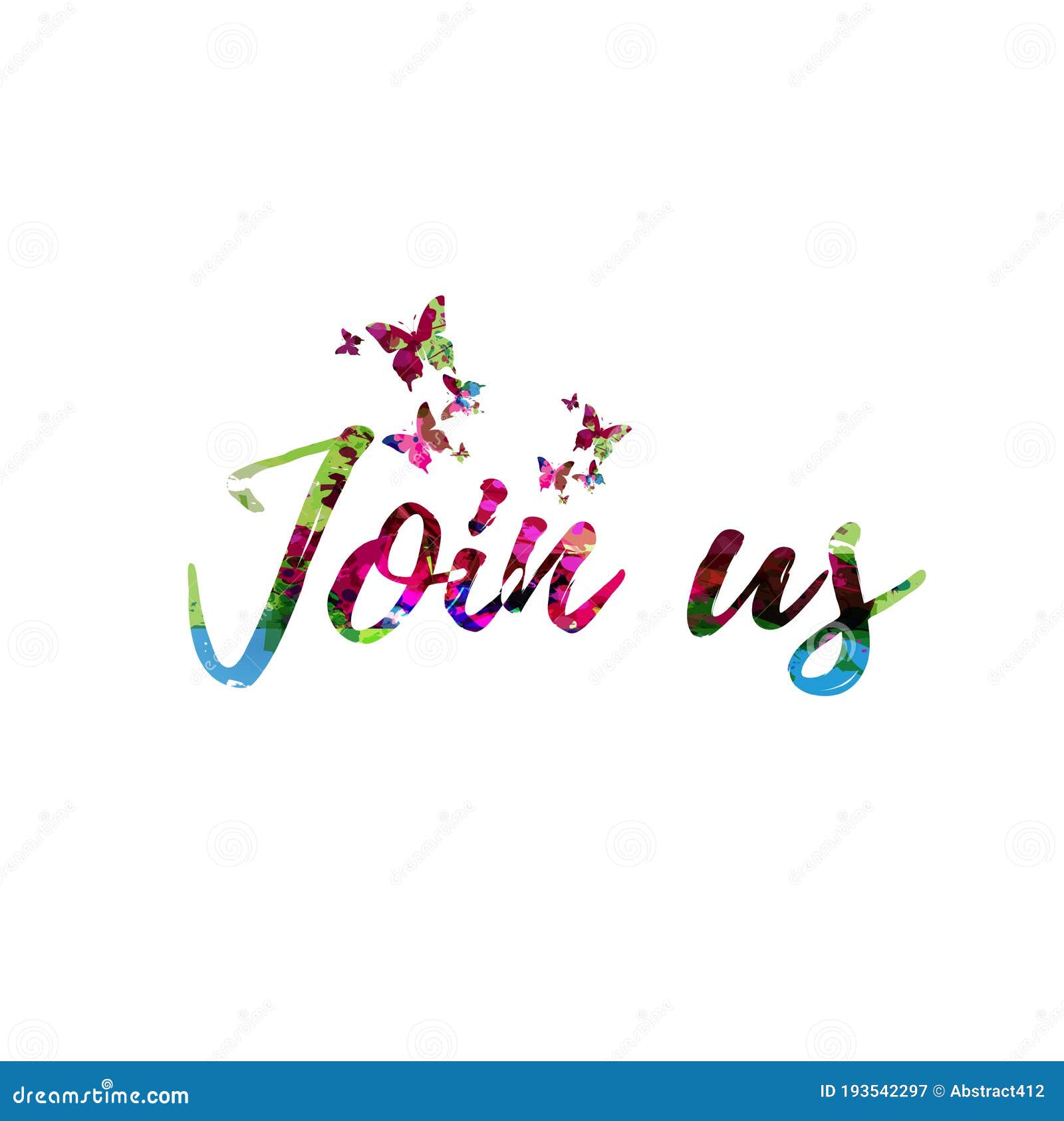 Join Us Colorful Handwritten Inscription Isolated. Join Us Calligraphy ...