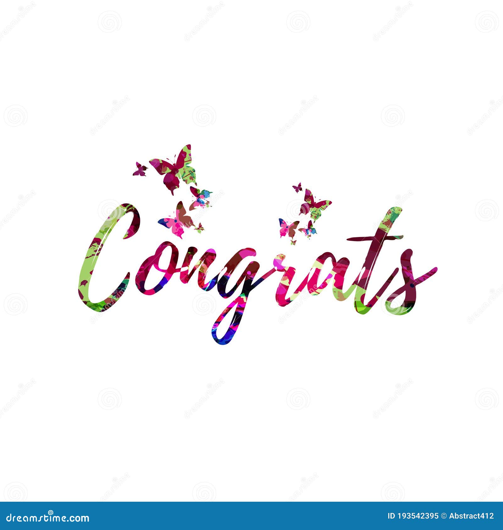 Congrats Colorful Handwritten Inscription Isolated. Congrats ...