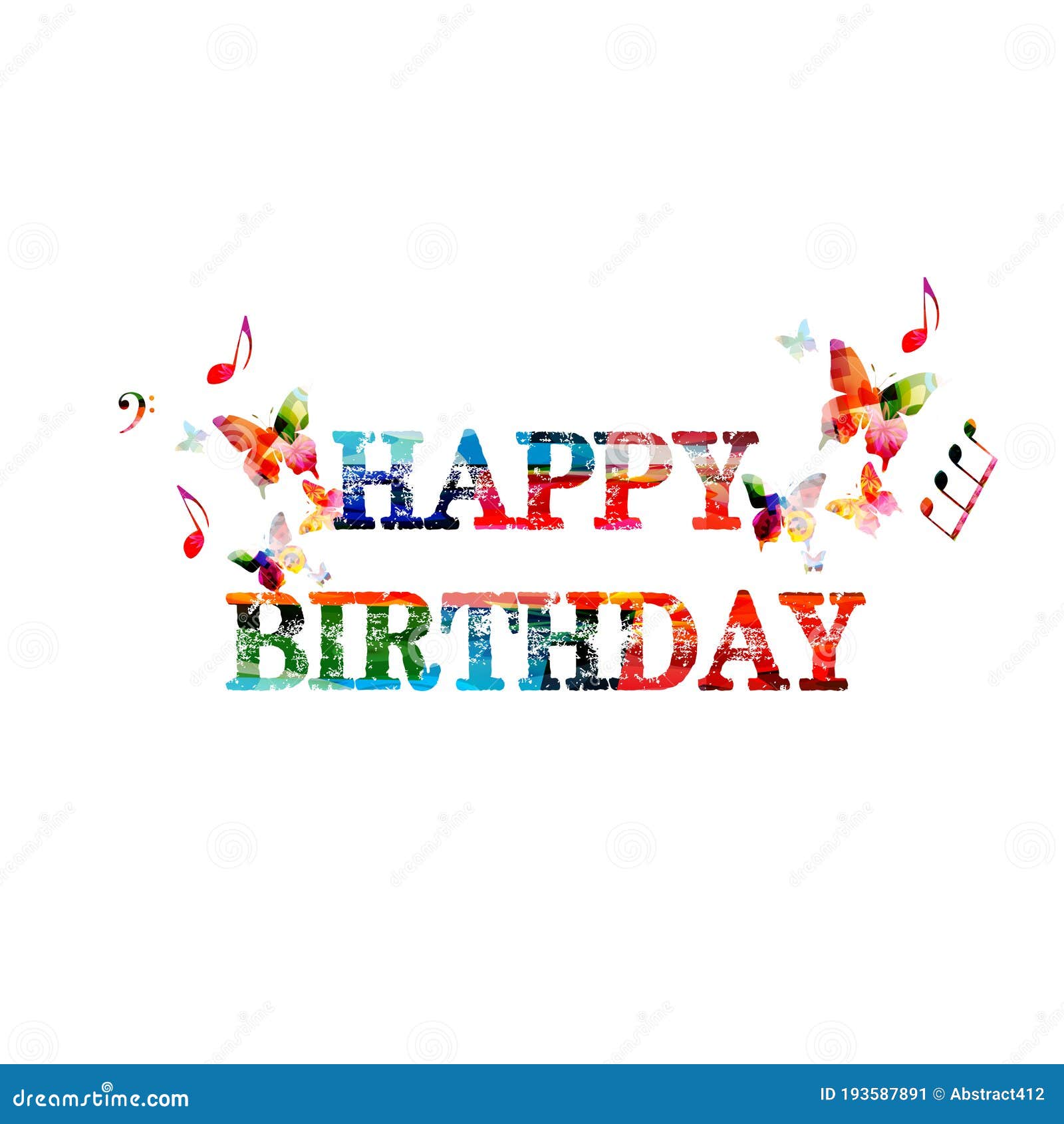 Colorful Happy Birthday Calligraphy Lettering Isolated Vector