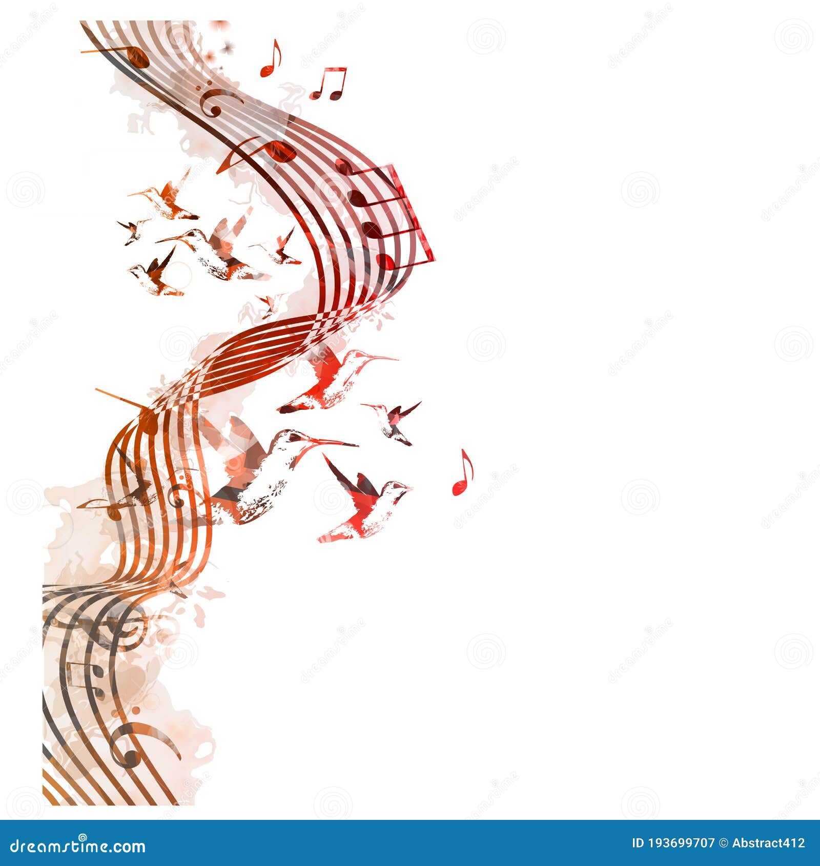 Colorful Stave With Music Notes And Butterflies Isolated Vector ...