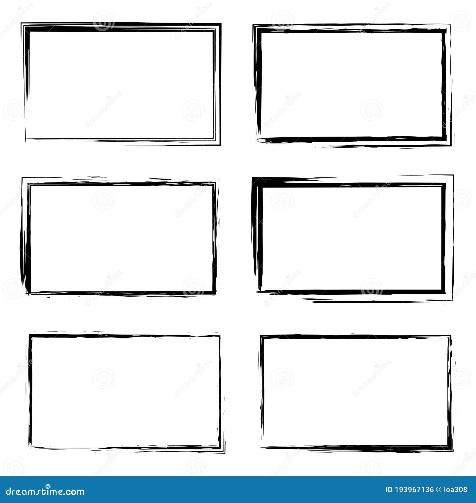 Vector Rectangular Frame Decorated With Black And White Silhouettes Of ...