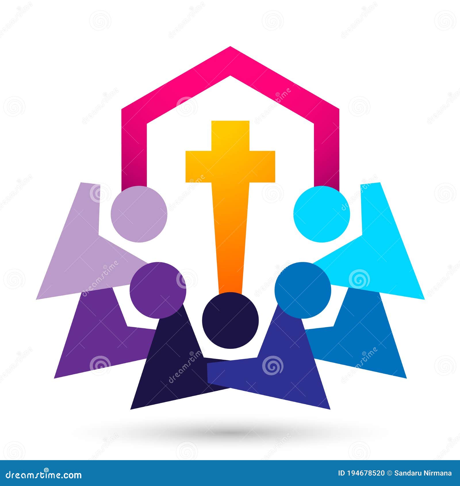 Church Care Globe People with Hand Home House Logo Icon Cross Love ...