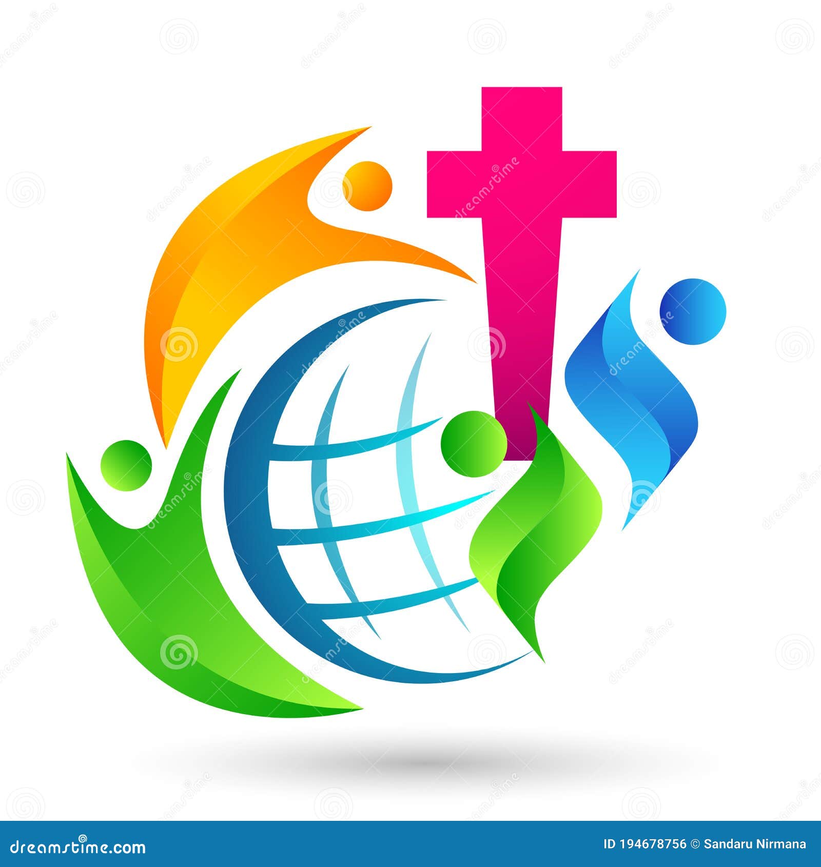 Church Care Globe People with Hand Home House Logo Icon Cross Love ...