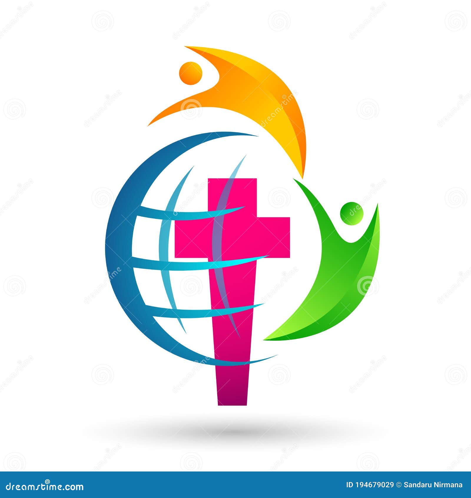 Church Care Globe People with Hand Home House Logo Icon Cross Love ...