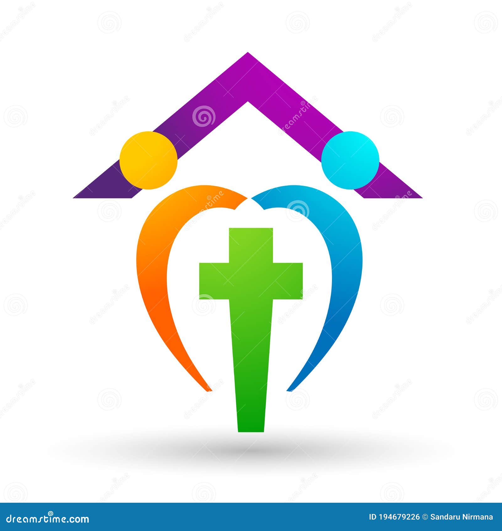 Church Care Globe People with Hand Home House Logo Icon Cross Love ...