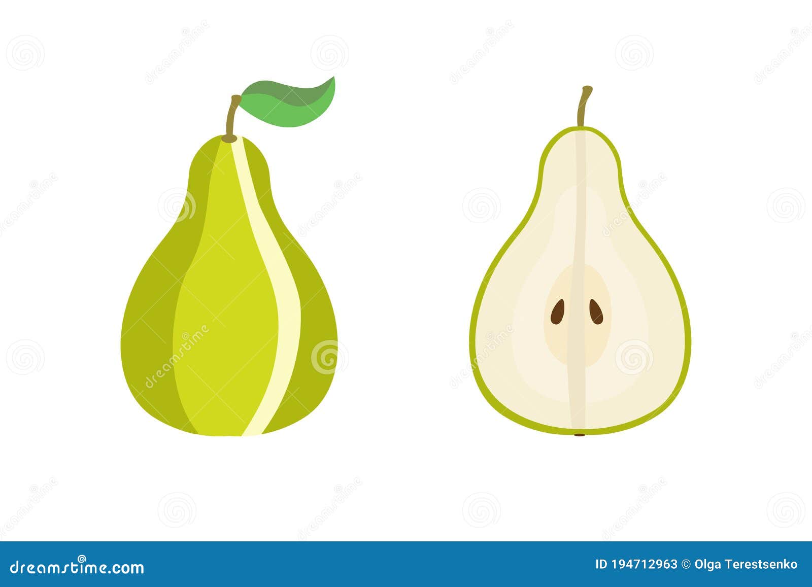 Pear Slice Vector Drawing. Hand Drawn Object On White B | CartoonDealer ...