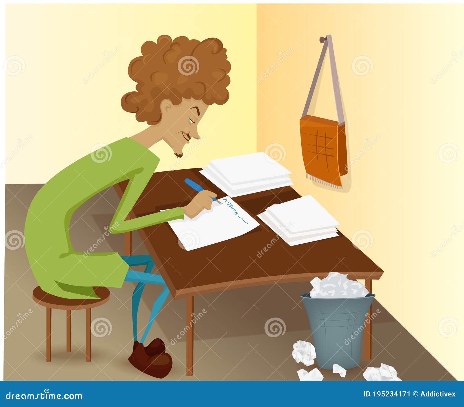 Cartoon Writer Or Poet Dog Writting On Paper Coloring Page ...