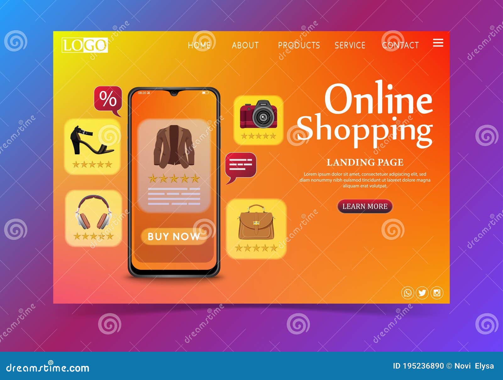 Shopping Online Design Concept on Mobile Application Stock Vector ...