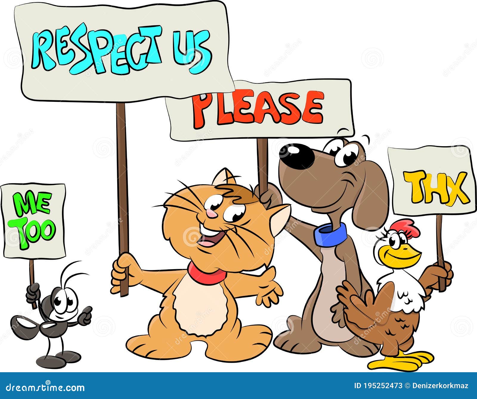 Cartoon Animals Holding Banners in Their Hands Defending Animal Rights ...