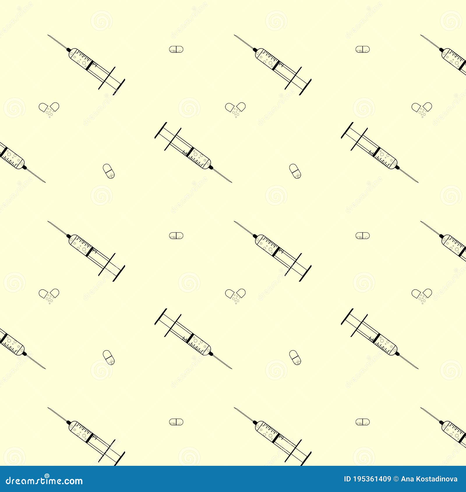Repeat Pattern of Syringes and Pills Stock Vector - Illustration of ...
