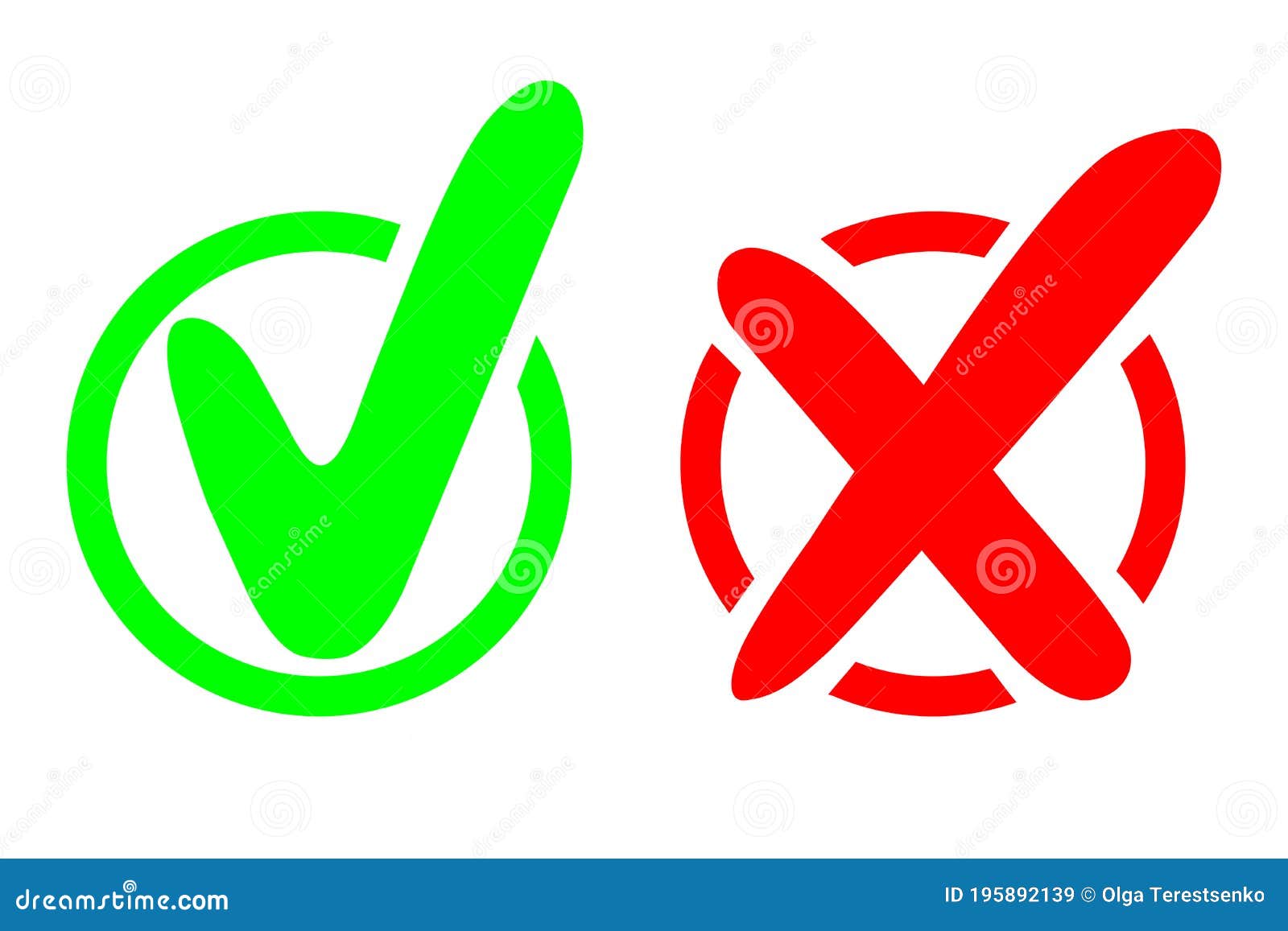 Green Tick and Red Cross. Set of Check Marks. Good for Projects. Yes or ...