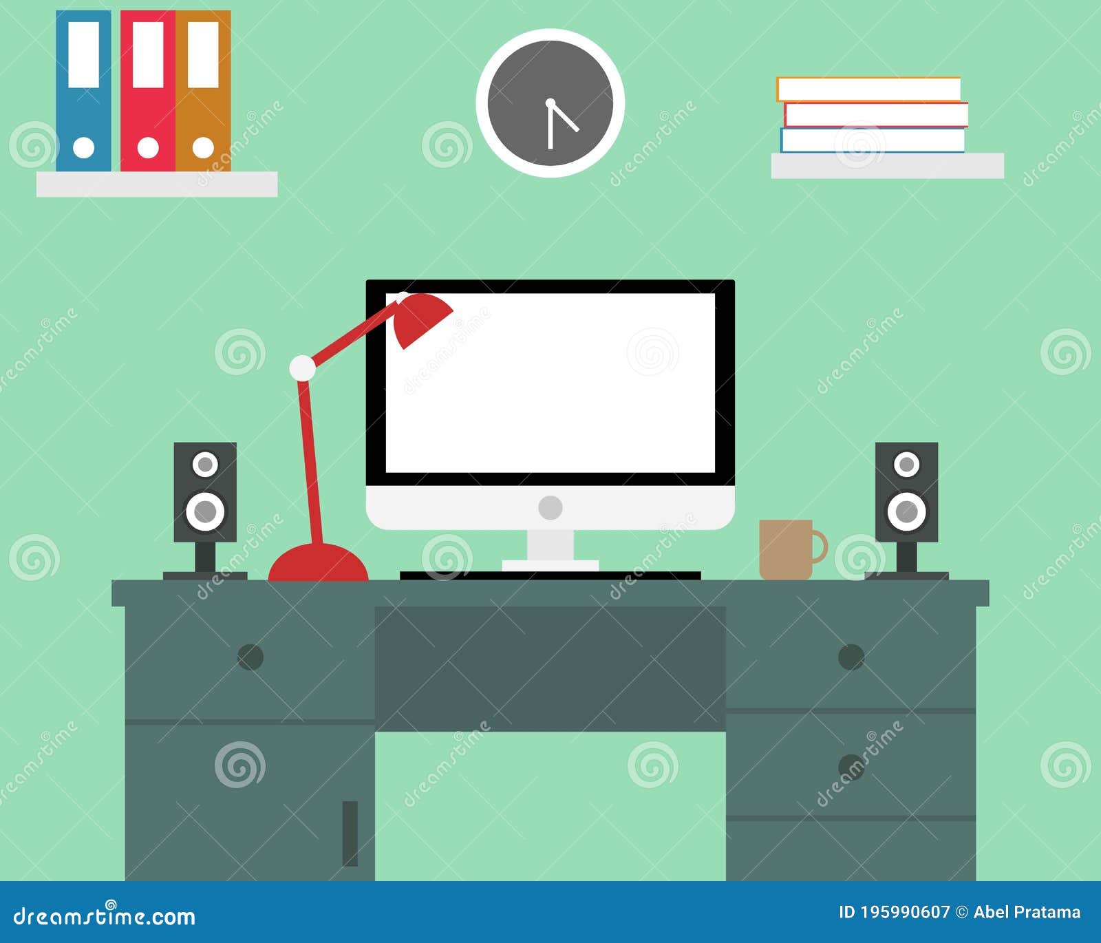 Flat design office room stock vector. Illustration of design - 195990607