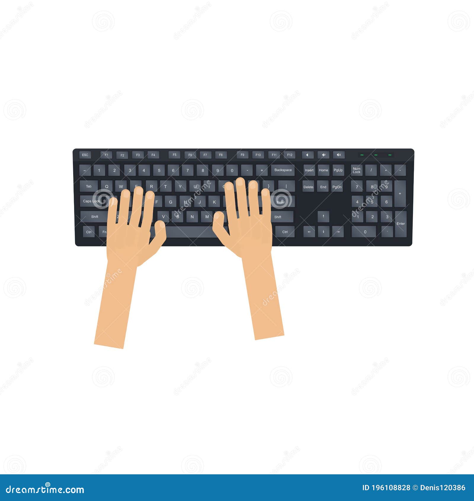Typing on the Keyboard. Using the Keyboard, Vector Illustration Stock ...