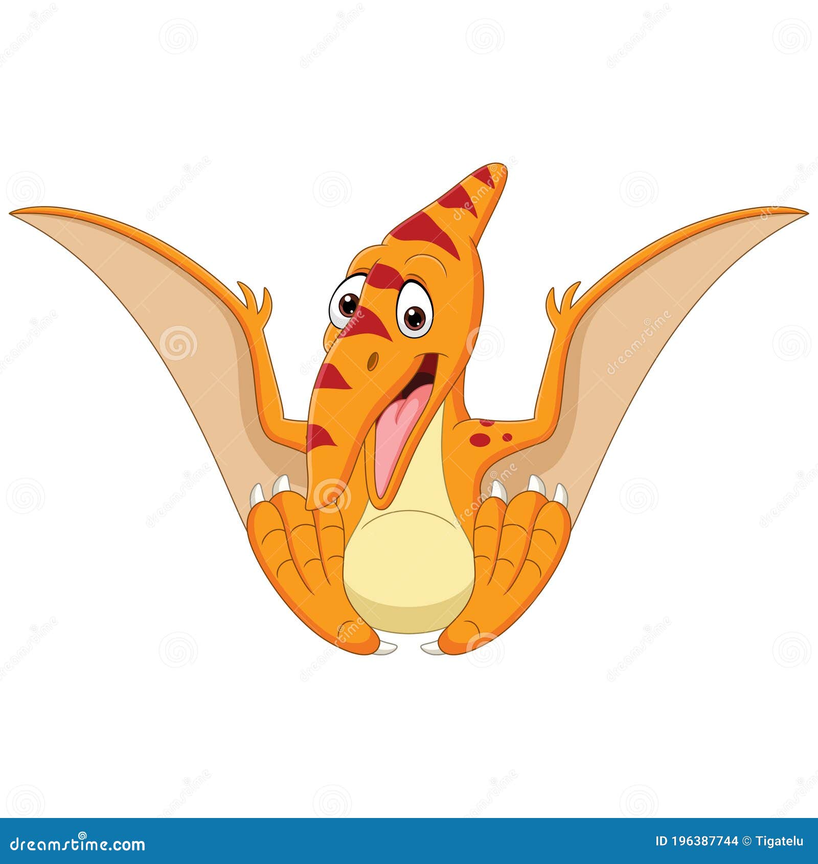 Cartoon Baby Pterosaurus Sitting Isolated On White Background Vector ...