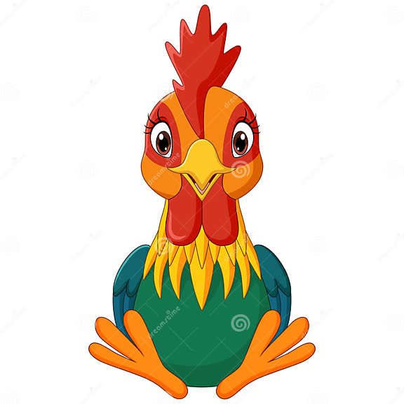 Cartoon Baby Rooster Dinosaur Sitting Stock Vector - Illustration of ...