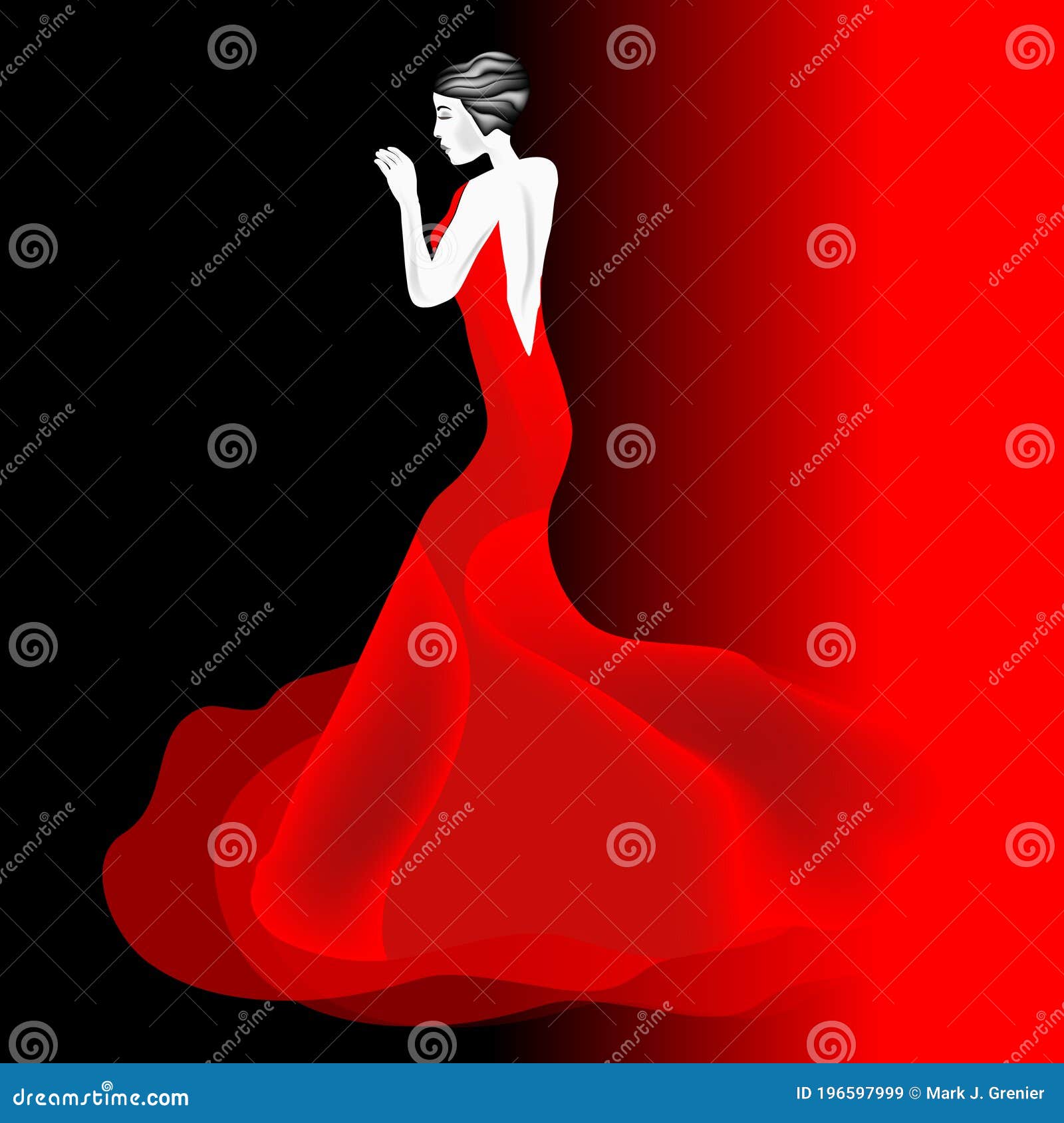 Portrait of a Lady in Red stock vector. Illustration of fashion - 196597999
