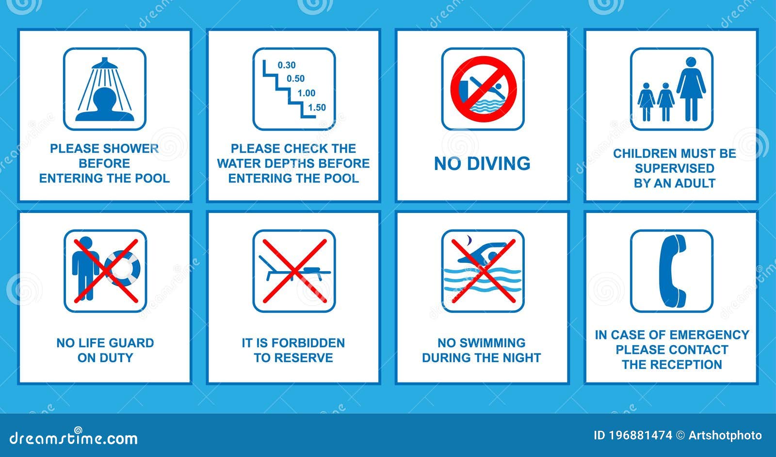 Rules Set for Swimming Pool Stock Vector - Illustration of recreation ...