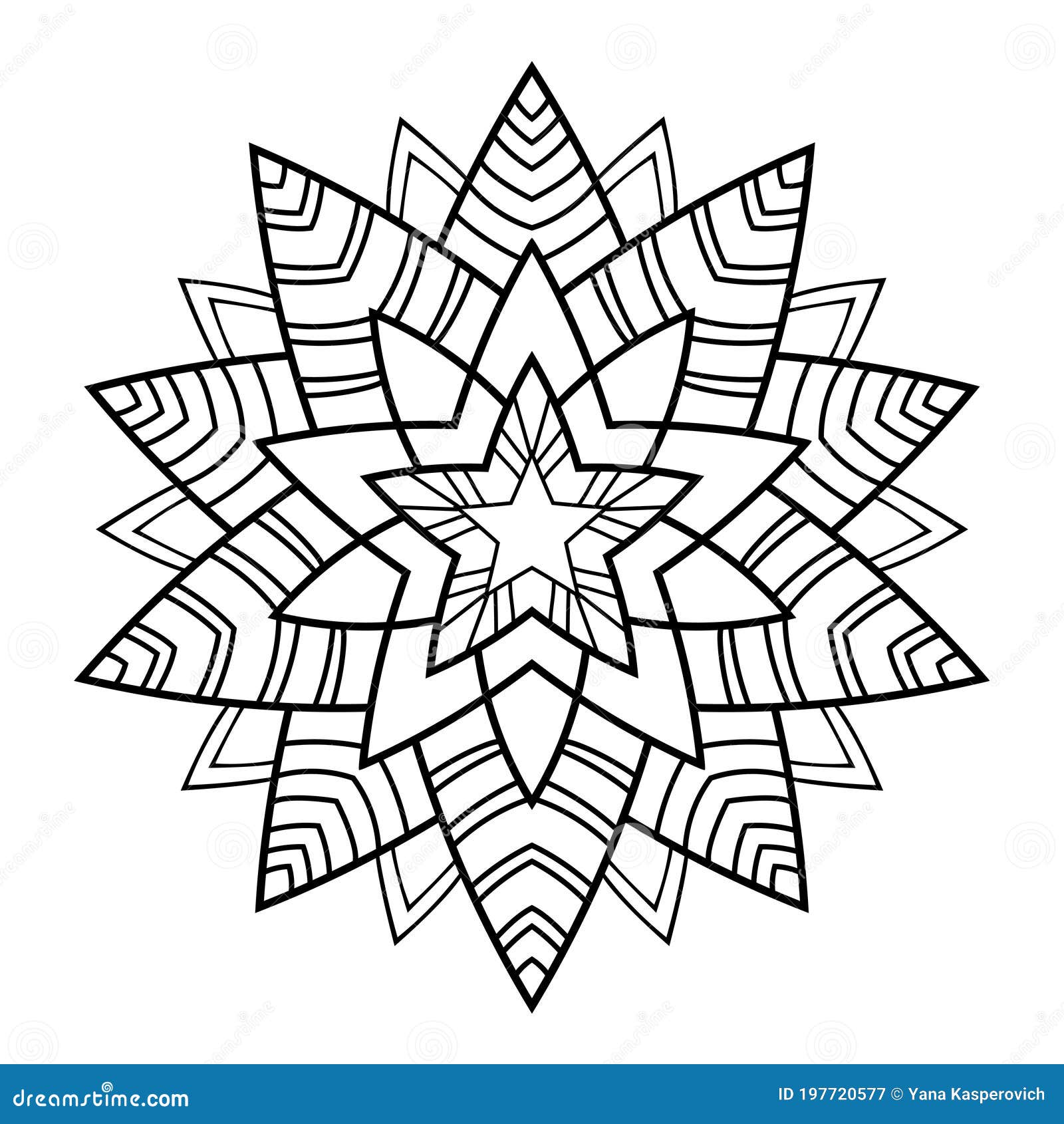 Simple Star Mandala on White Isolated Background. Middle Striped Decor ...