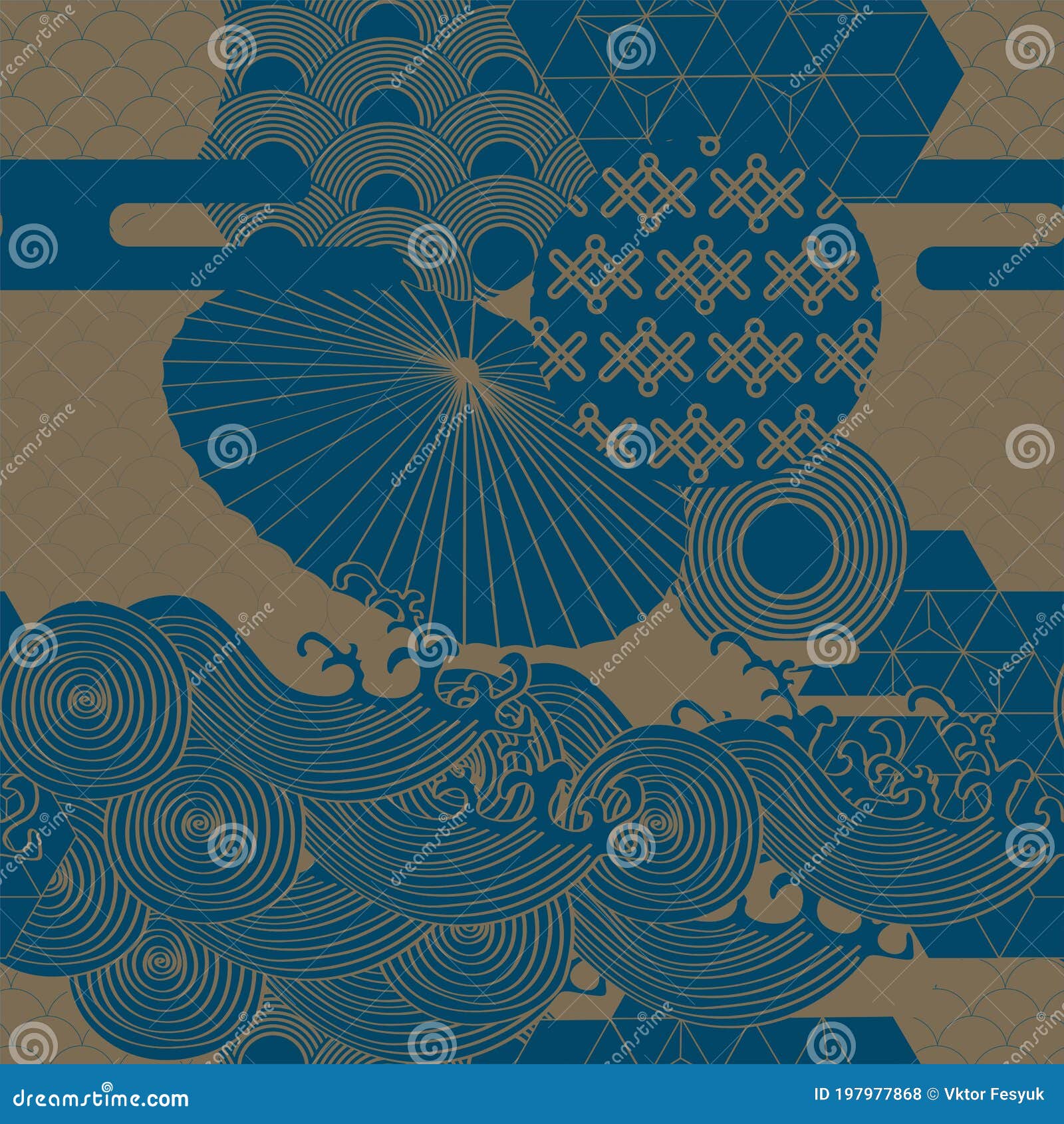 A Japanese Line Pattern Print Seamless Background Illustration. Stock ...