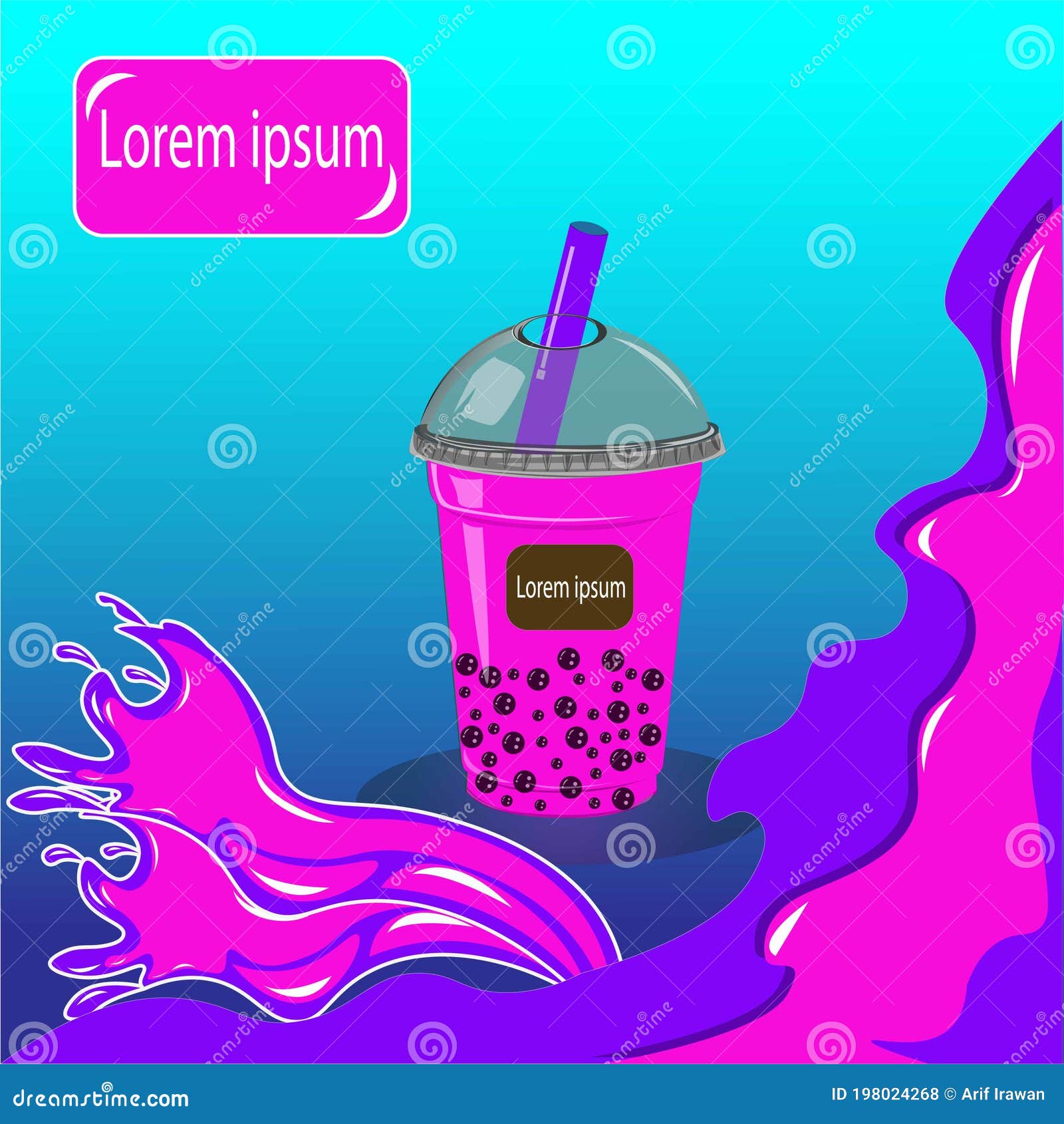 Boba Drink Illustration With Funny Face Characters Cartoon Vector ...