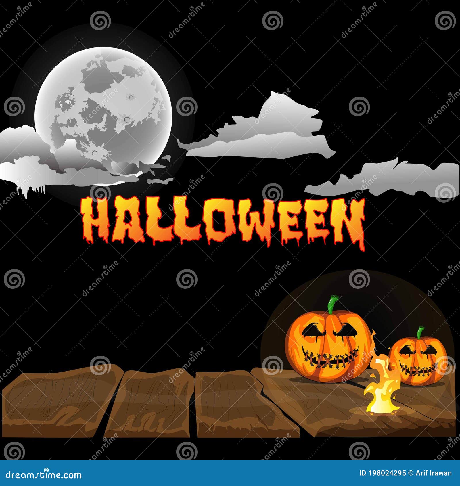 Happy Hallowen Day Greetings with Beautiful Cloud Moon Background Stock ...