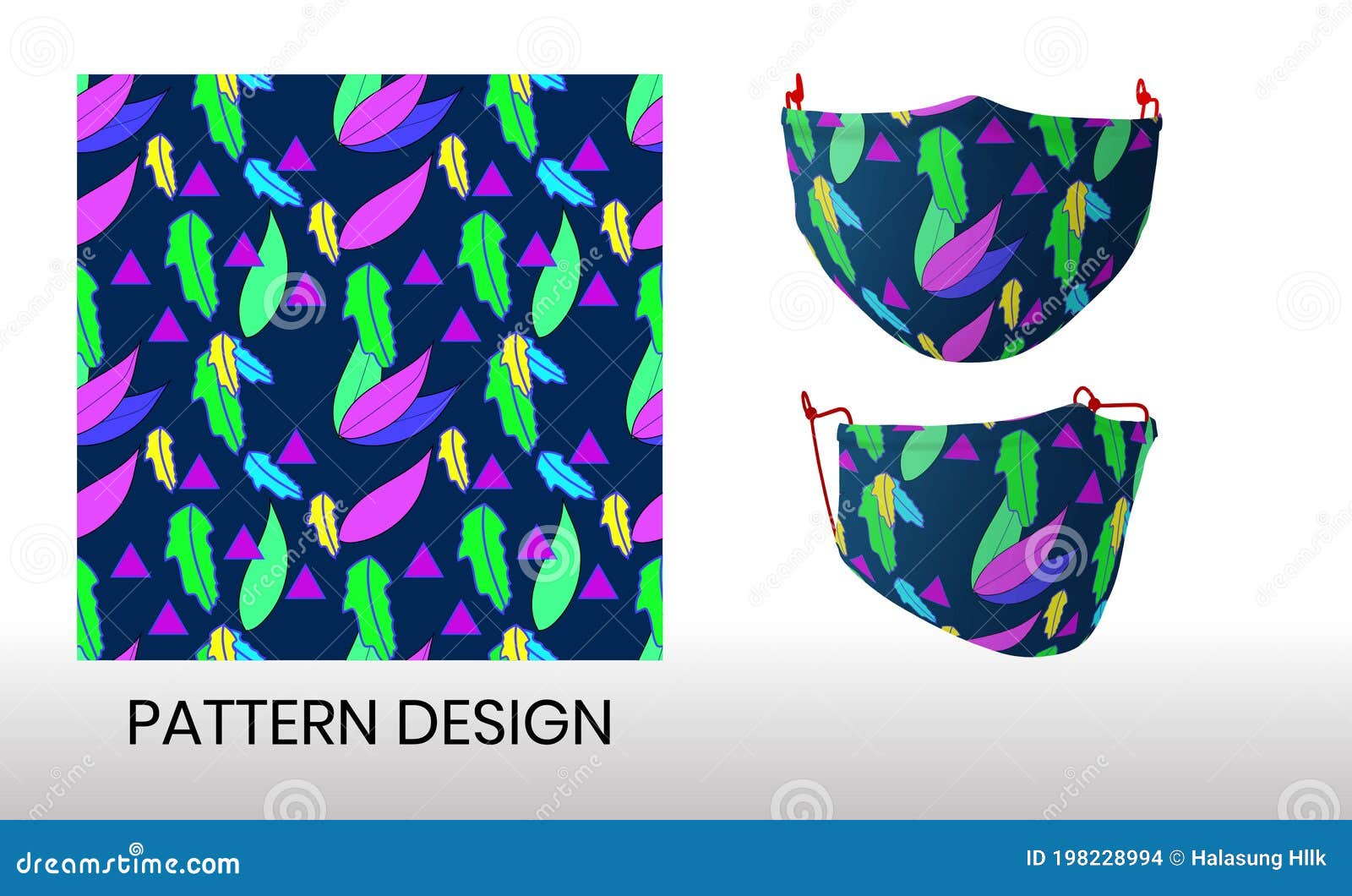 A Beautiful Colorful Leaf Patterned Mask Stock Vector - Illustration of ...