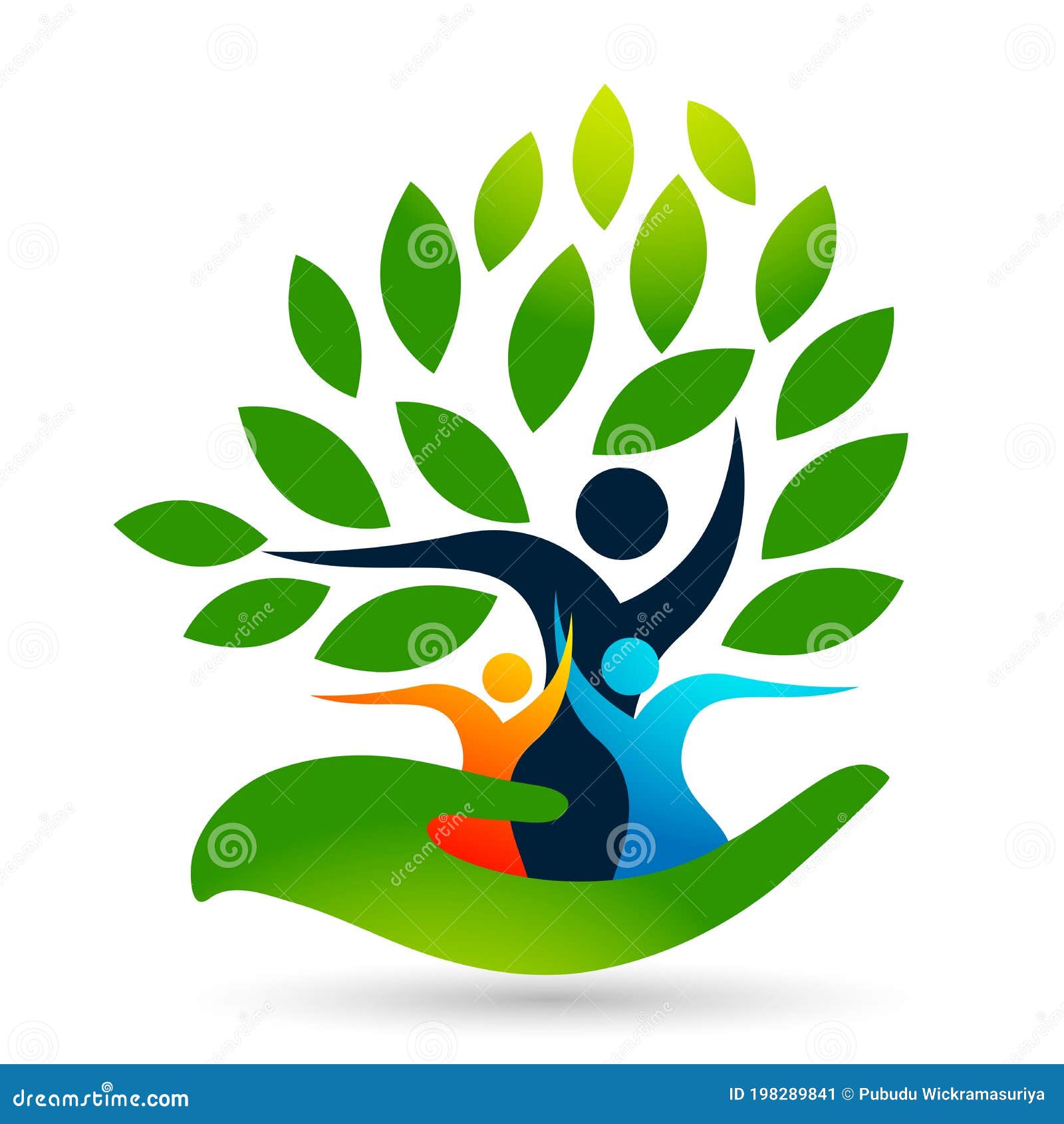 Family Tree In Hand People Union Group Work Tree Vector On White ...