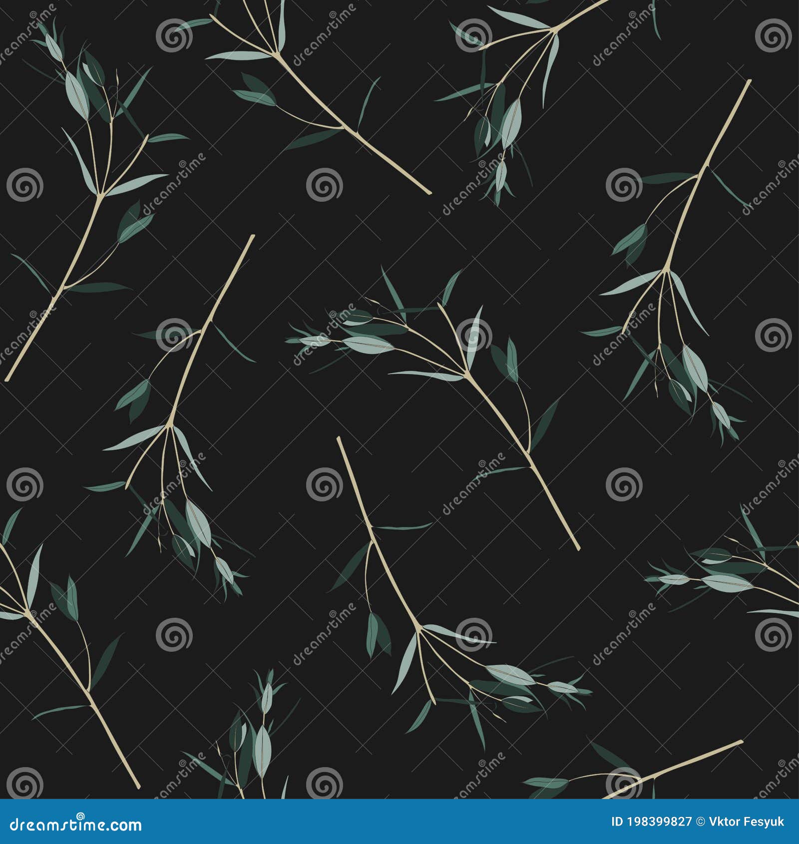 Seamless Pattern of Eucalyptus Different Tree, Foliage Natural Branches ...