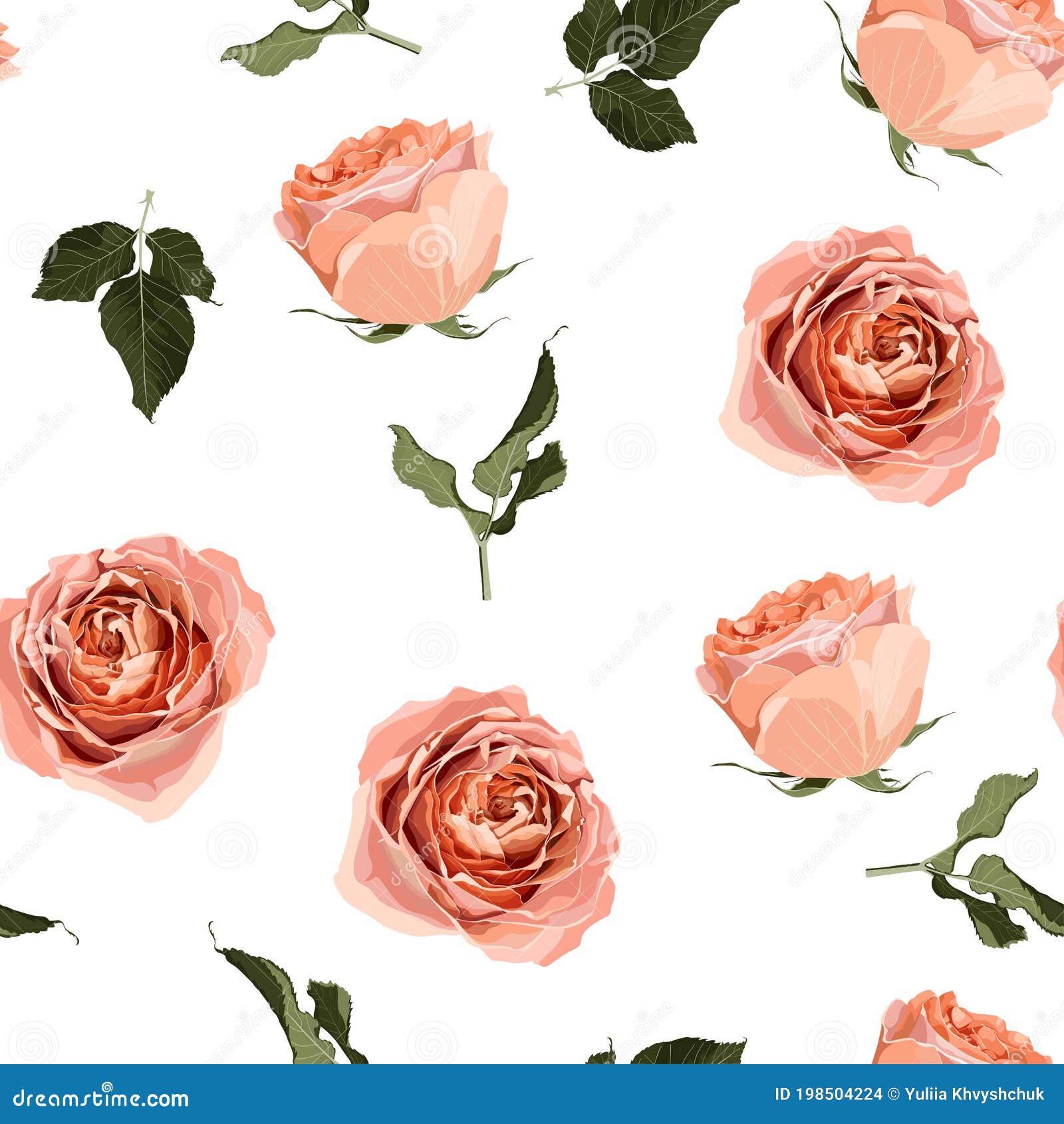 Floral Seamless Pattern, Background Design: Garden Peach, Creamy ...
