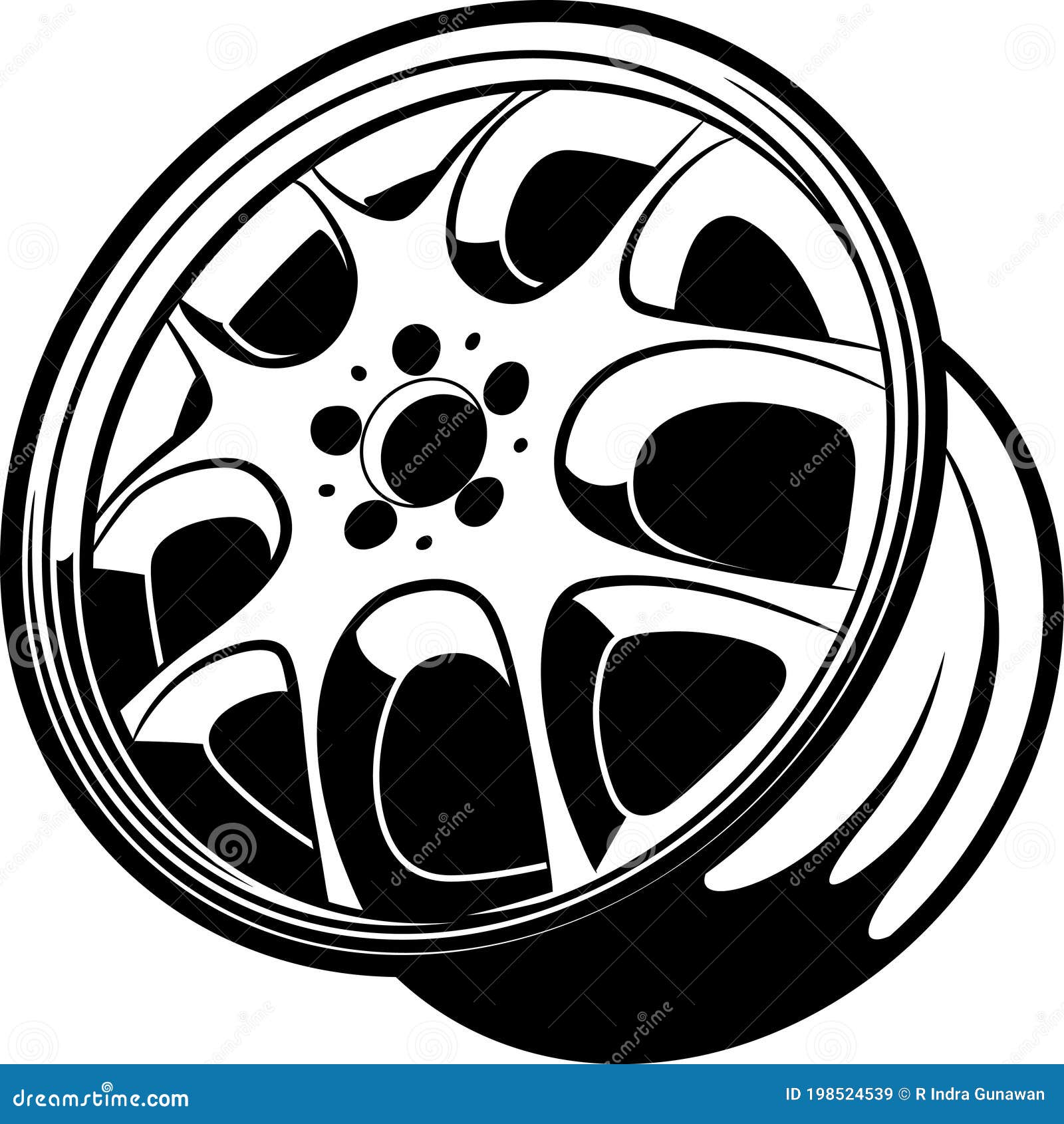 Car Wheel Line Art Vector Illustration Stock Vector - Illustration of ...