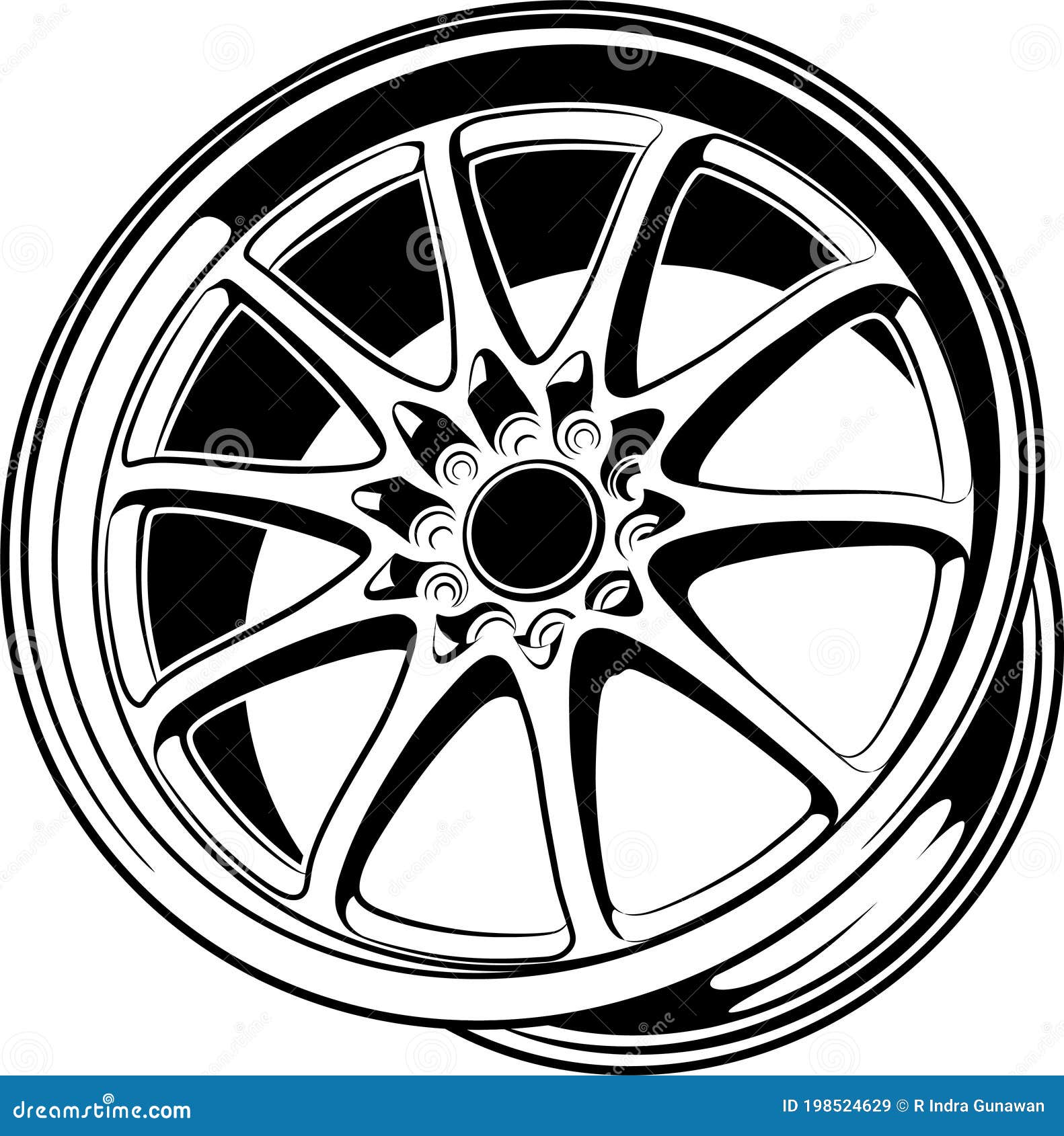 Car Wheel Line Art Vector Illustration Stock Vector - Illustration of ...