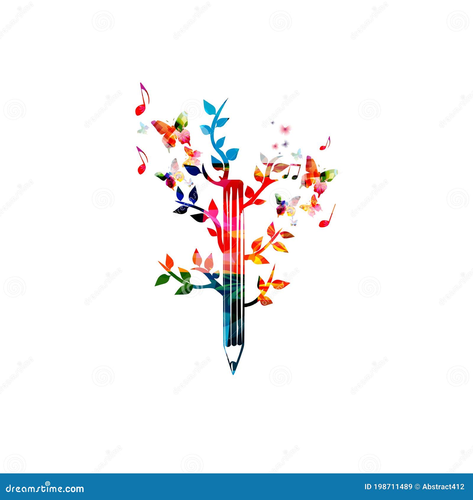 Colorful Pencil with Leaves for Creative Writing, Idea and Inspiration ...