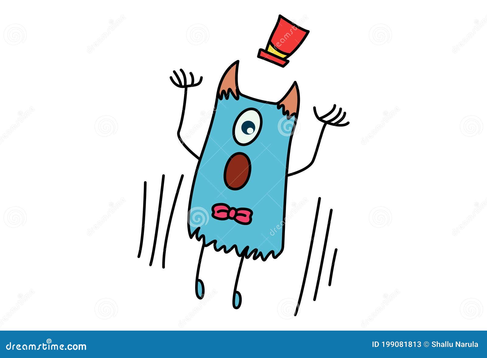 Cartoon Illustration of Blue Monster Stock Vector - Illustration of ...