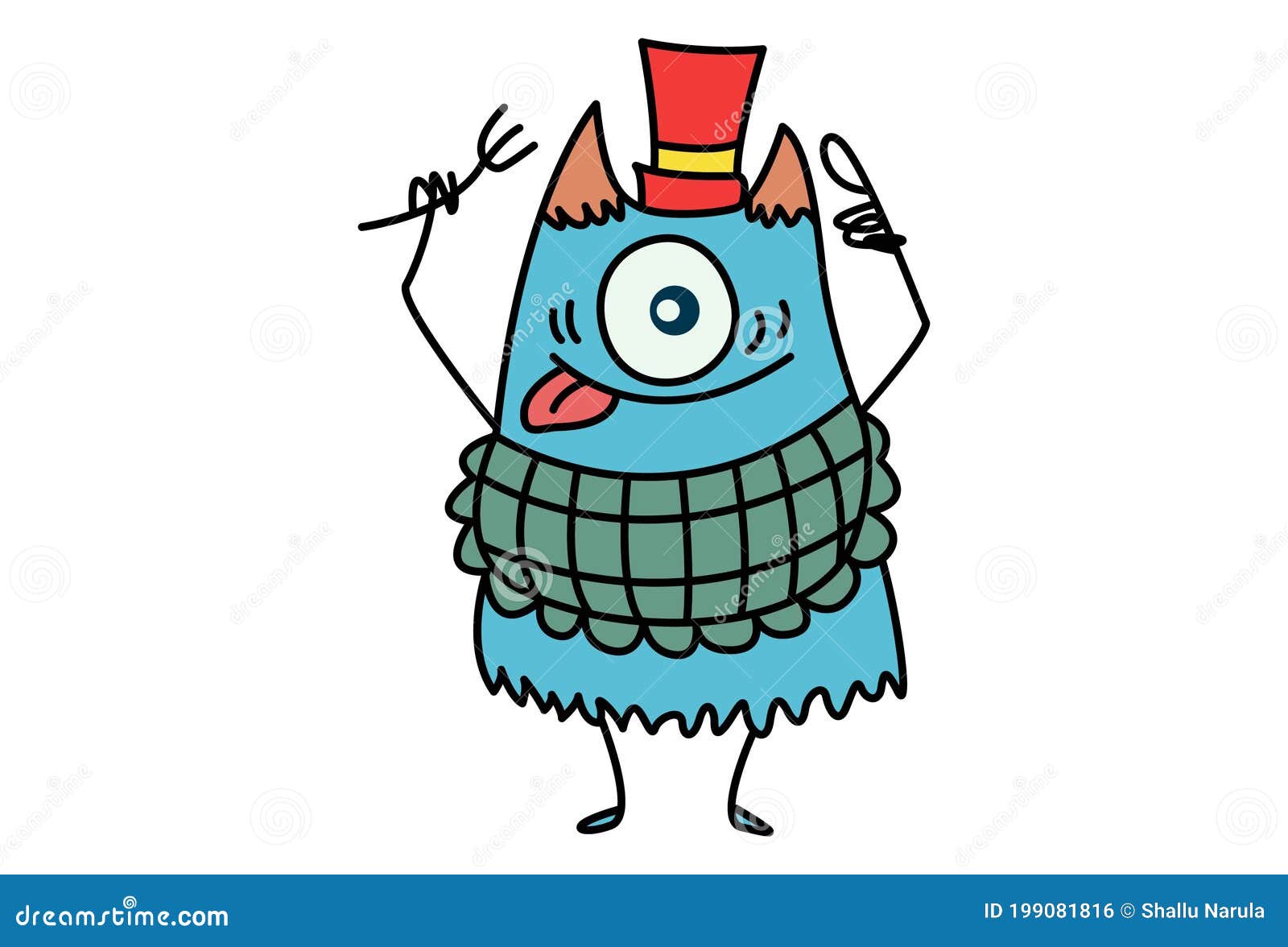 Cartoon Illustration of Blue Monster Stock Vector - Illustration of ...