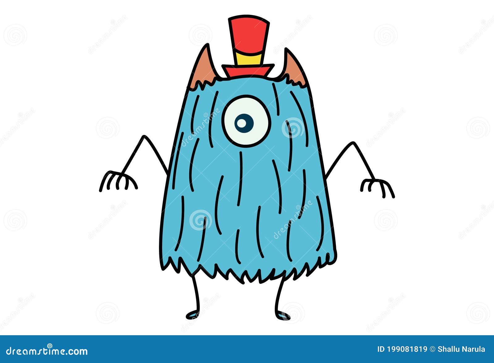 Cartoon Illustration of Blue Monster Stock Vector - Illustration of ...