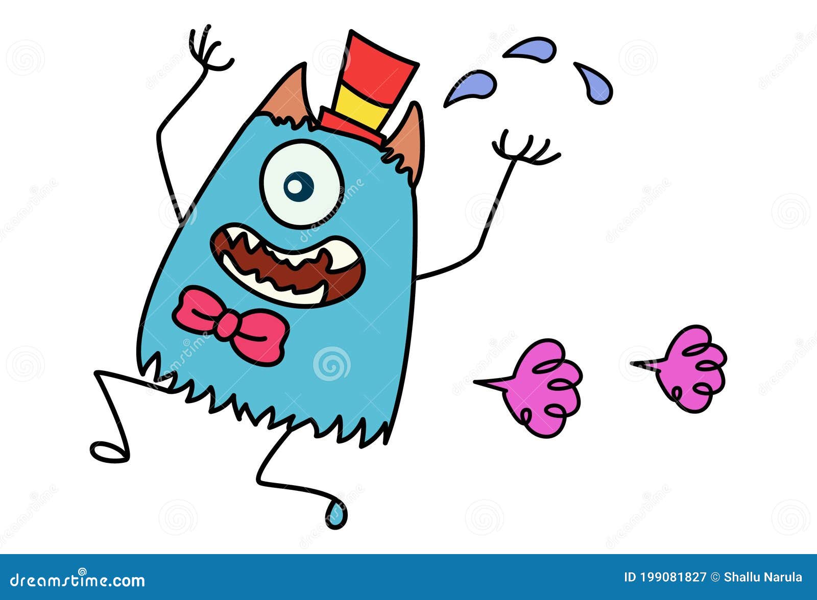 Cartoon Illustration of Blue Monster Stock Vector - Illustration of ...