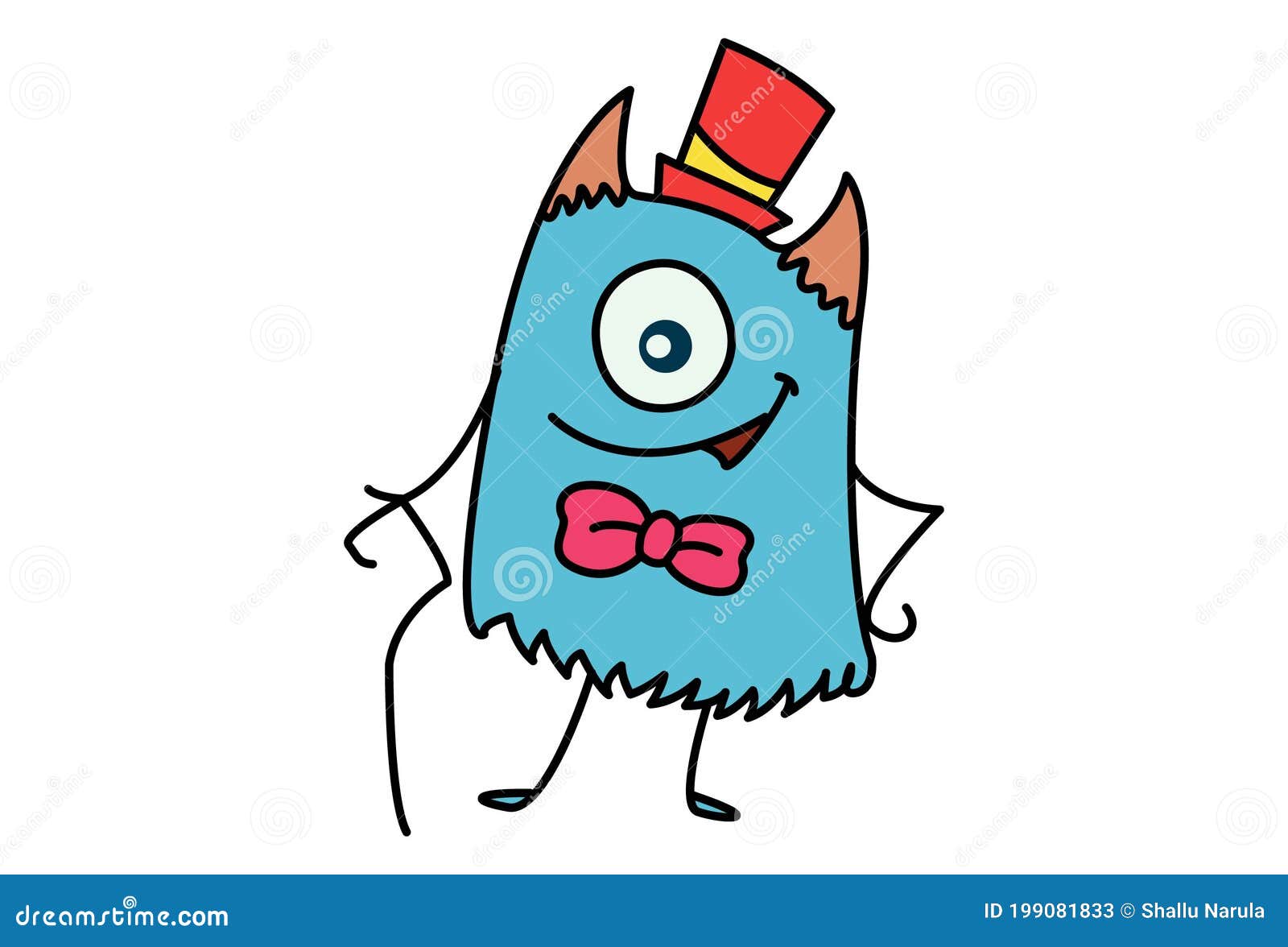 Cartoon Illustration of Blue Monster Stock Vector - Illustration of ...