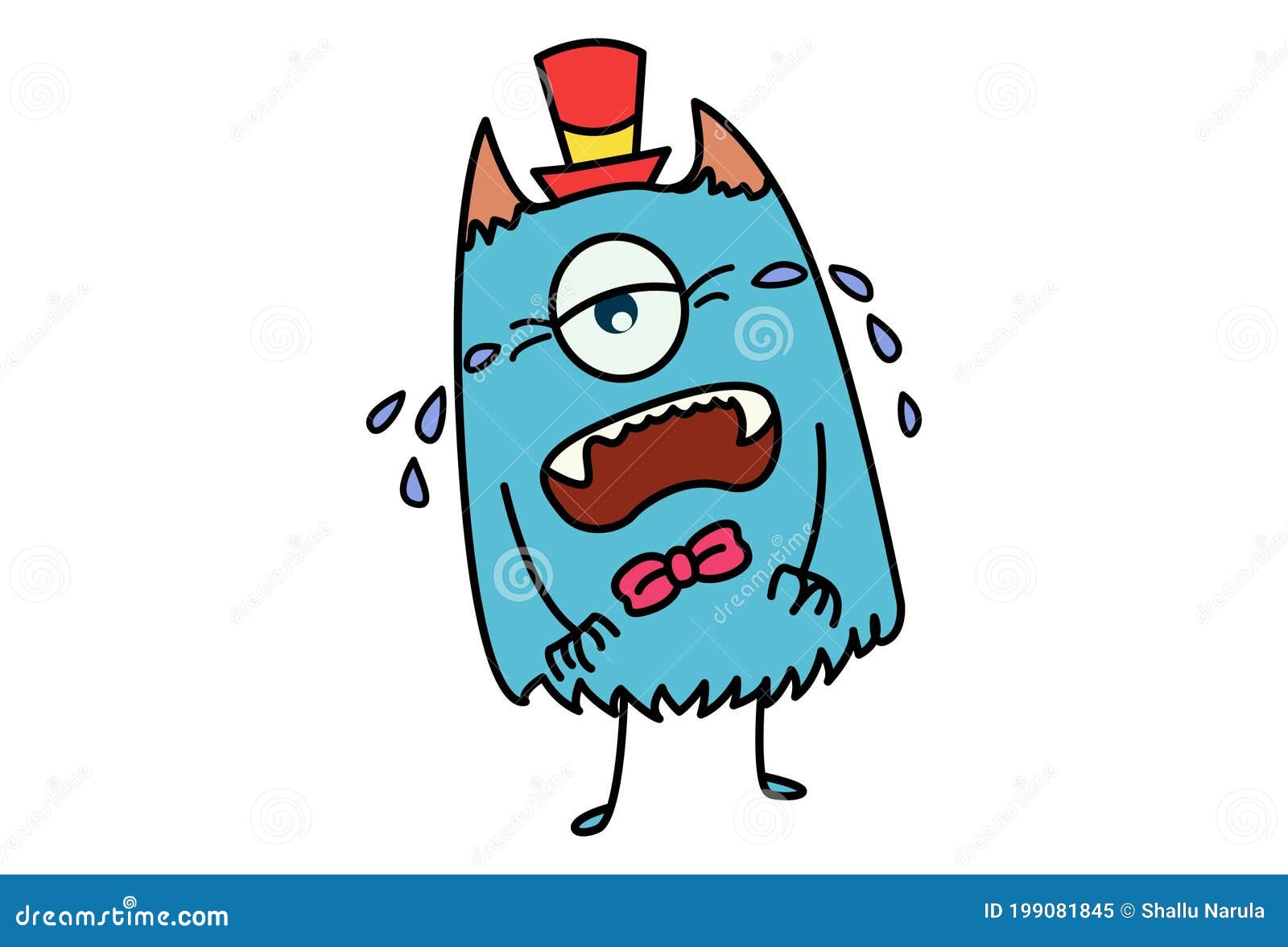 Cartoon Illustration of Blue Monster Stock Vector - Illustration of ...