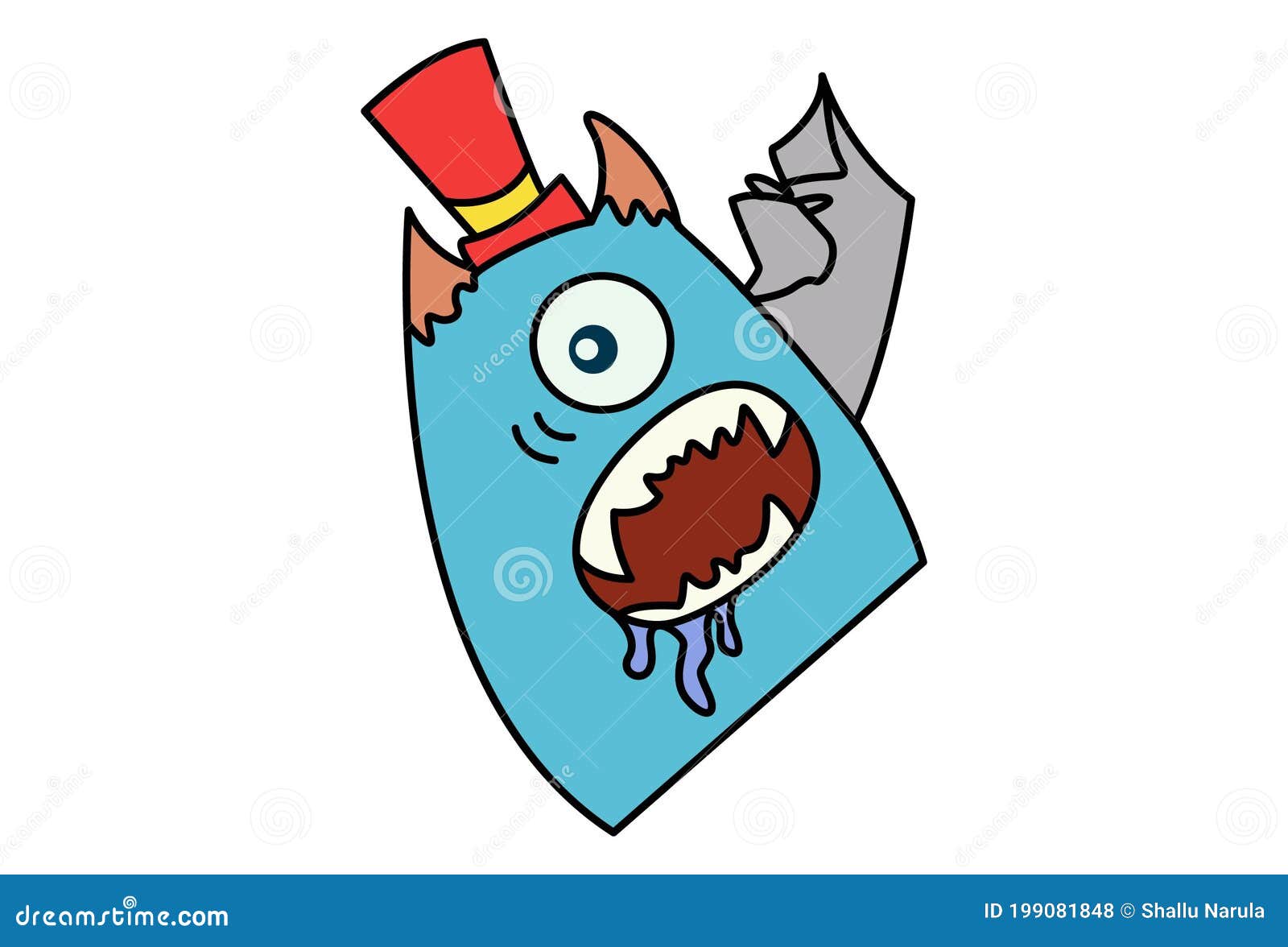 Cartoon Illustration of Blue Monster Stock Vector - Illustration of ...