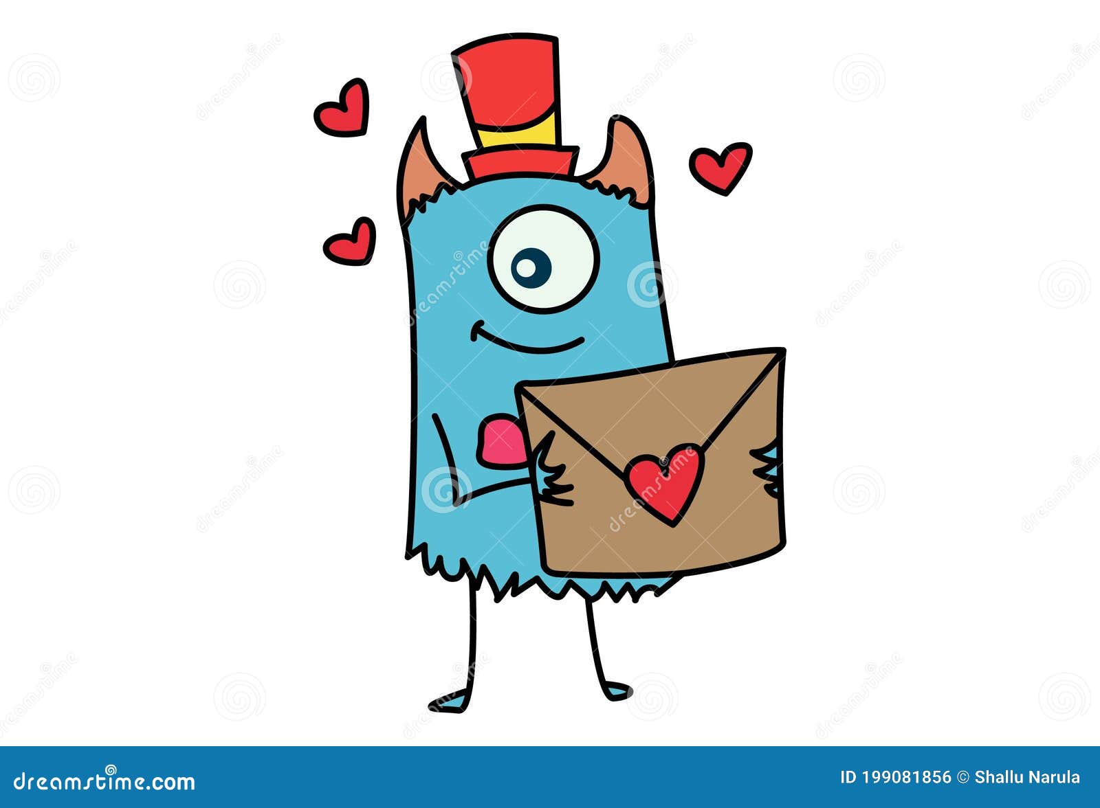 Cartoon Illustration of Blue Monster Stock Vector - Illustration of ...