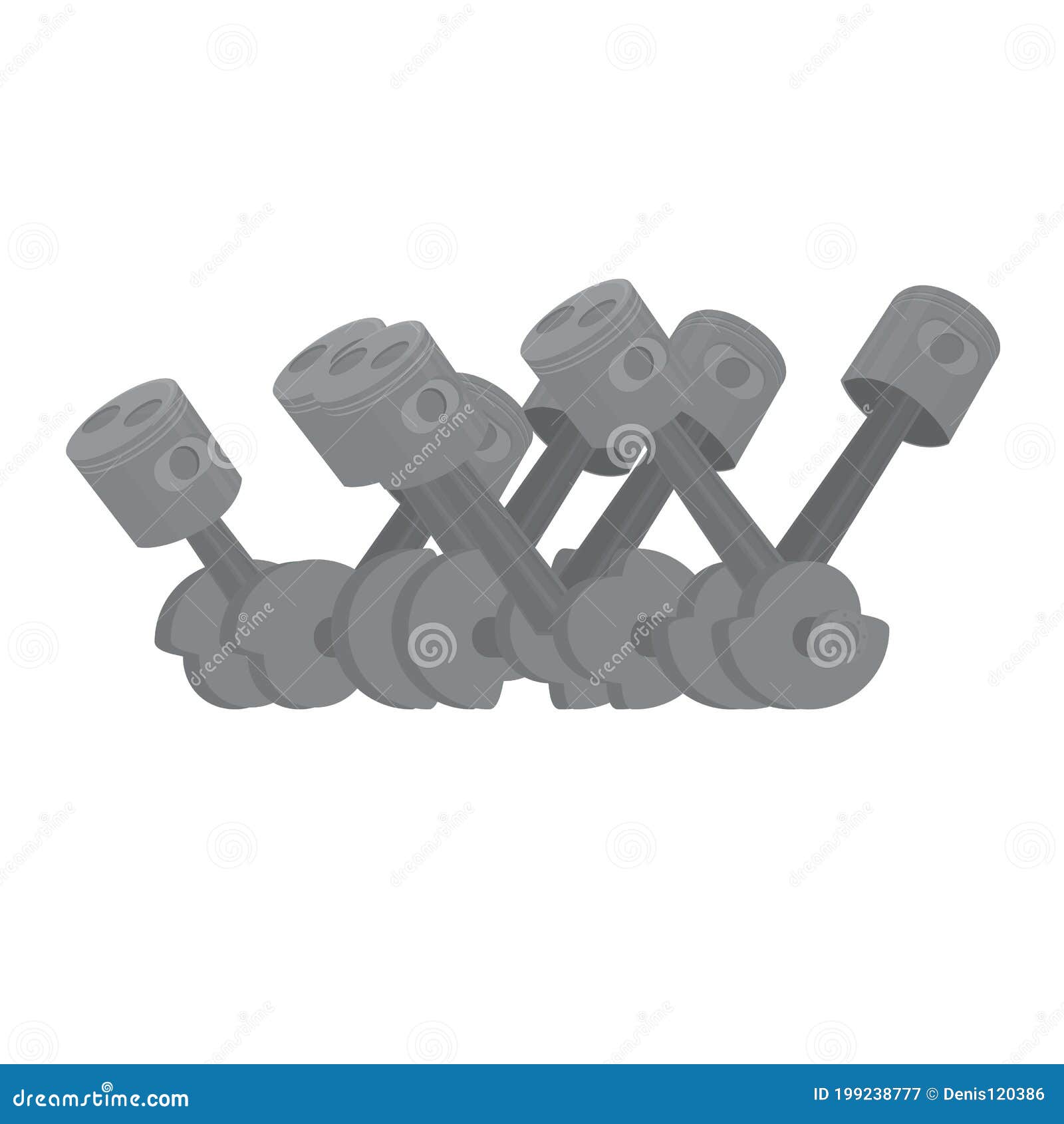 V8 Engine and Crankshaft Pistons, Vector Illustration Stock Vector ...
