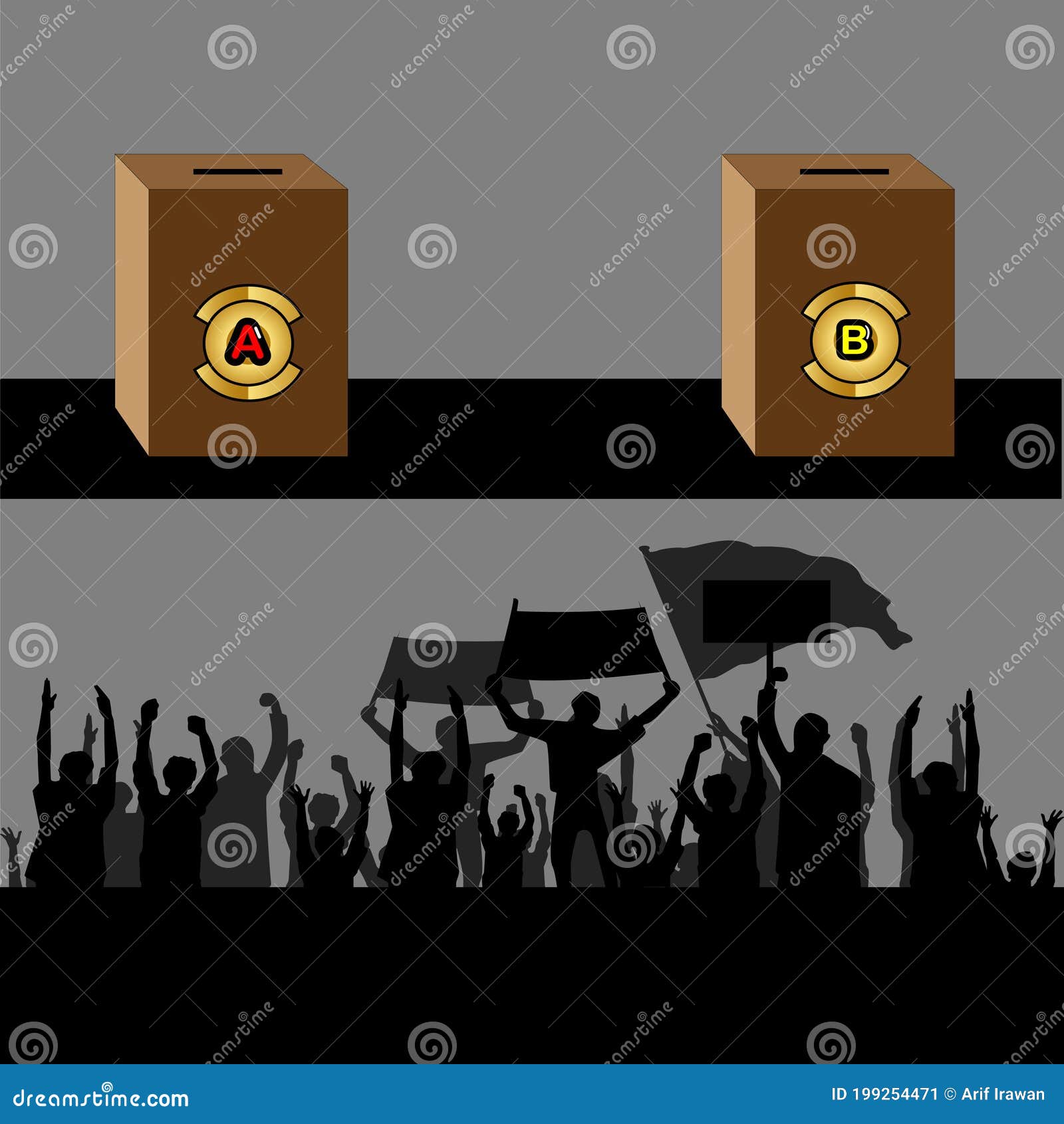 Democracy Democration Concept Crowd People Raise Hand Vector ...