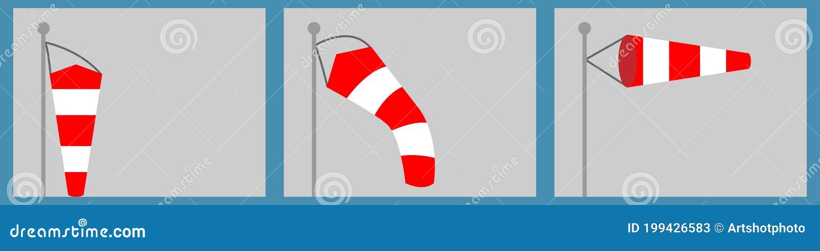 Three Icons with a Windsock Stock Vector - Illustration of inflated ...