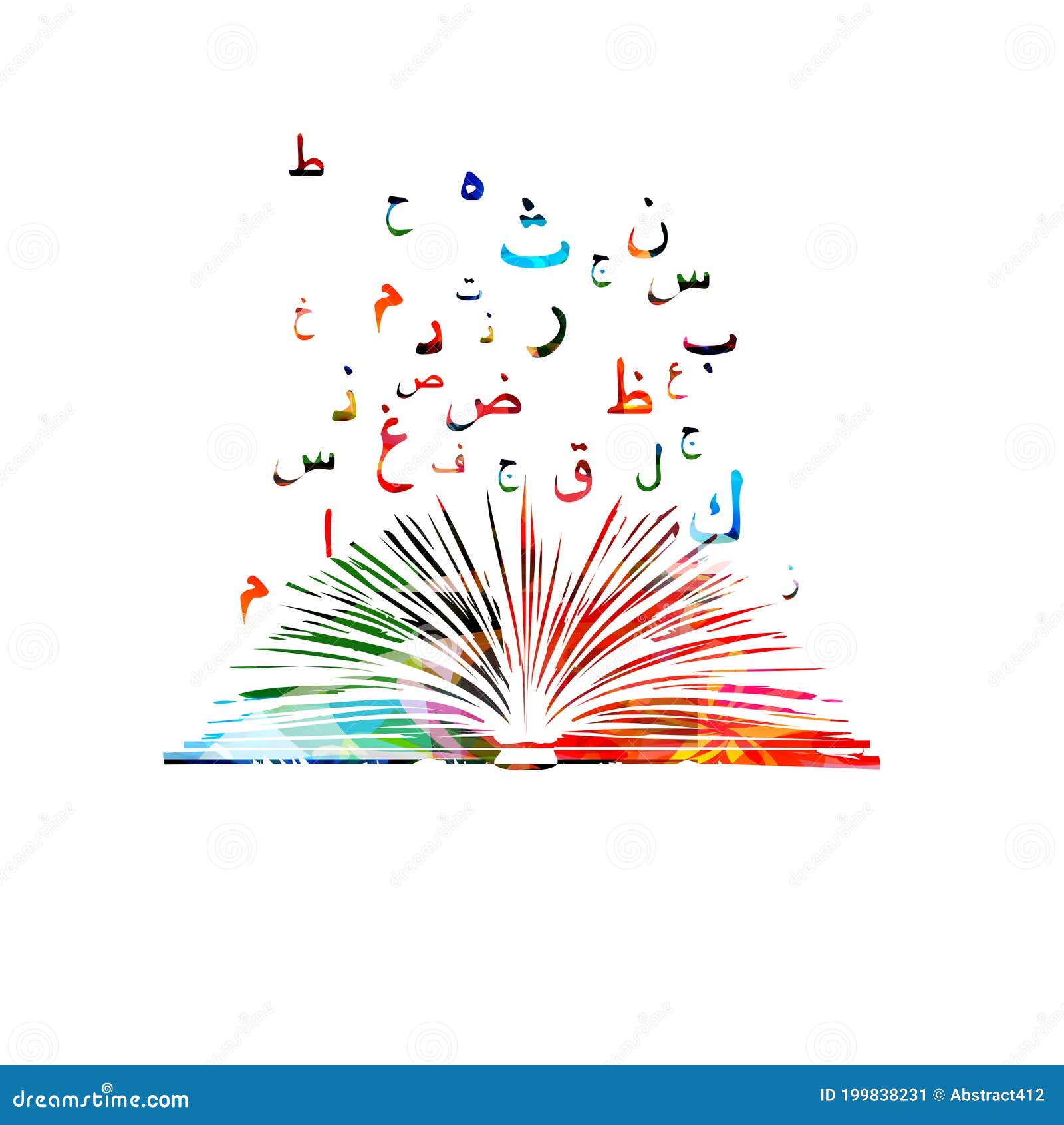 Arabic Islamic Calligraphy Symbols with Book Vector Illustration ...