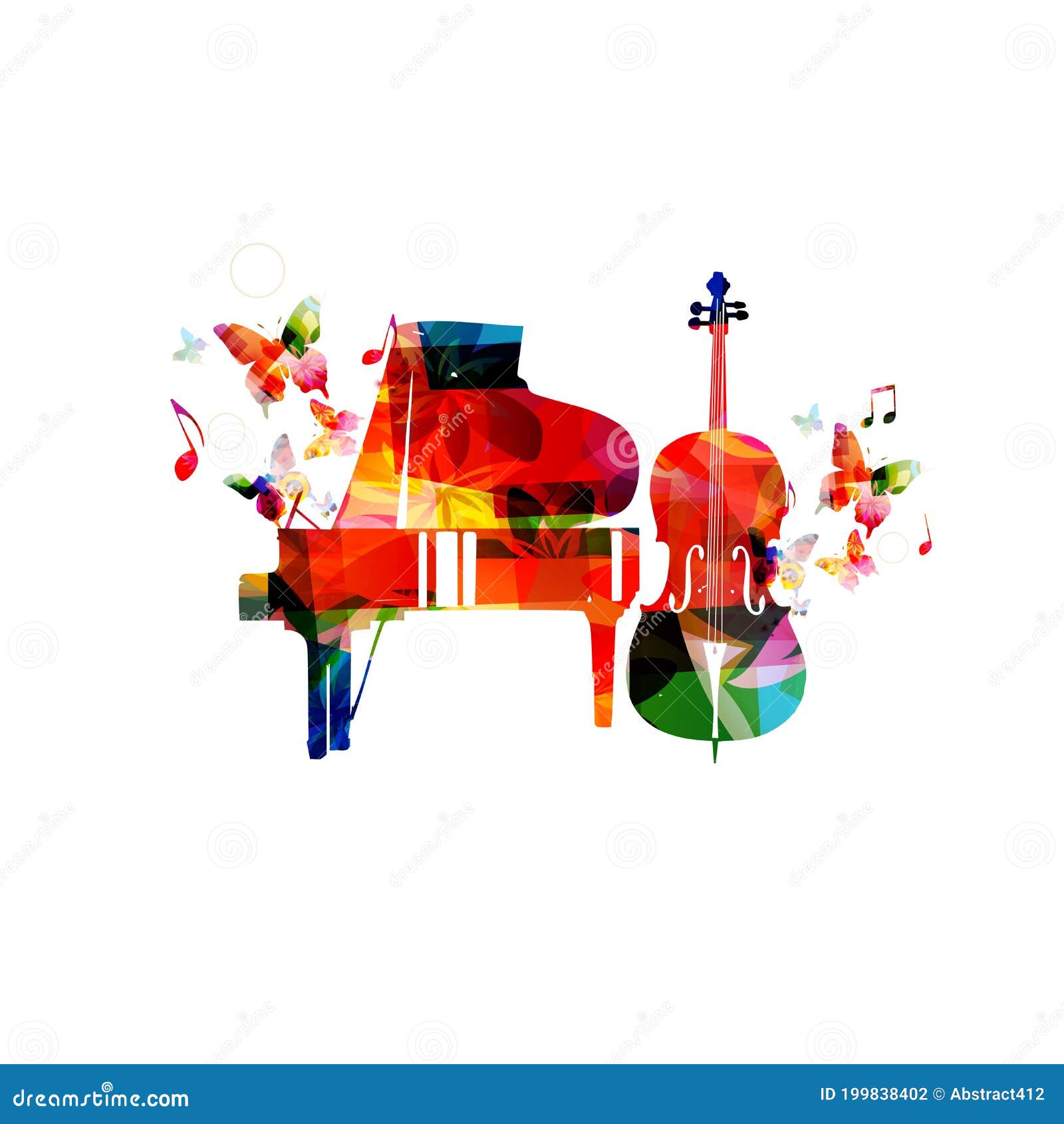 Colorful G-clef with Arrow and Music Notes Isolated. Music Symbols ...