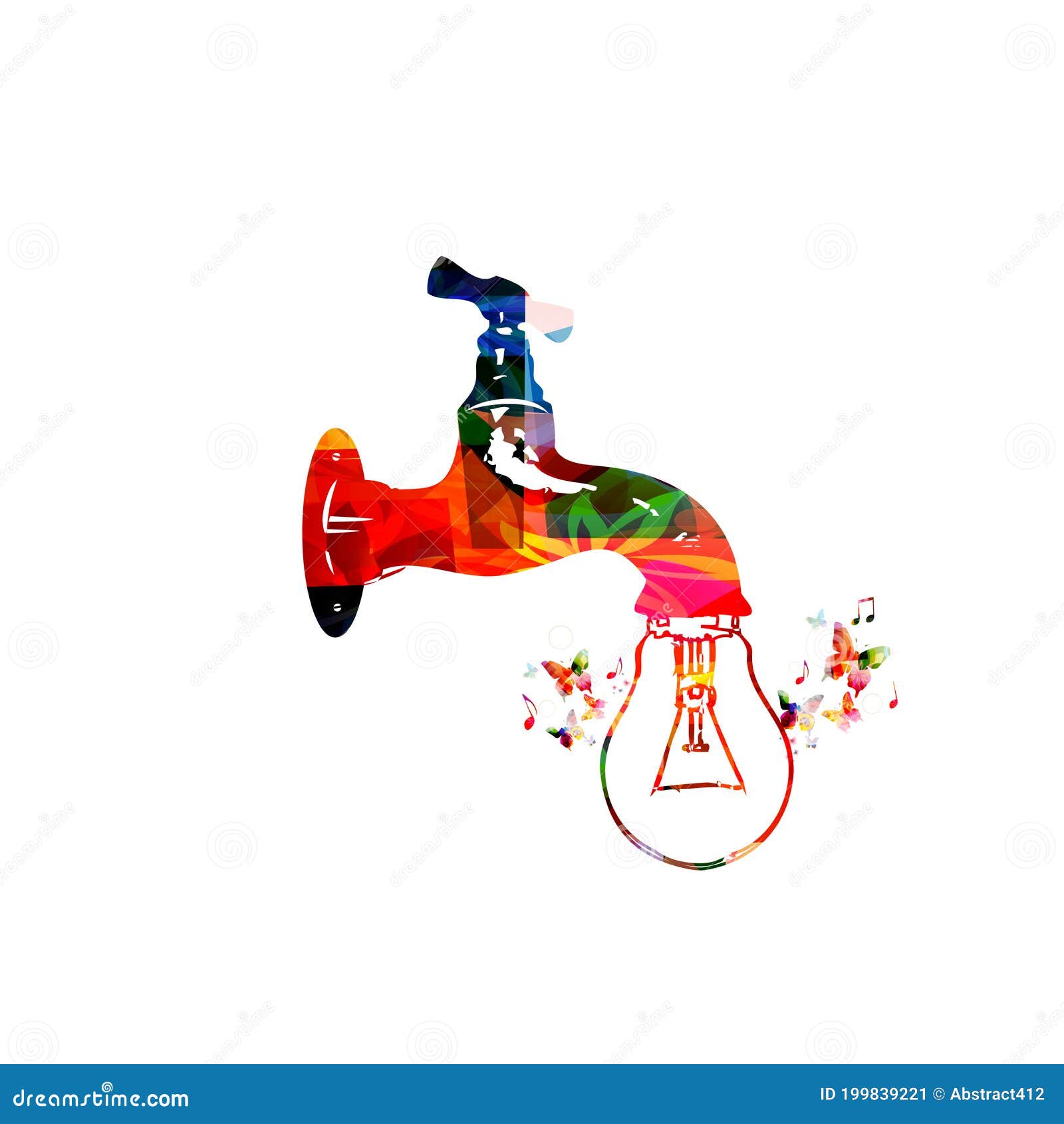 Colorful Dripping Tap with Light Bulb Vector Illustration. Design for ...