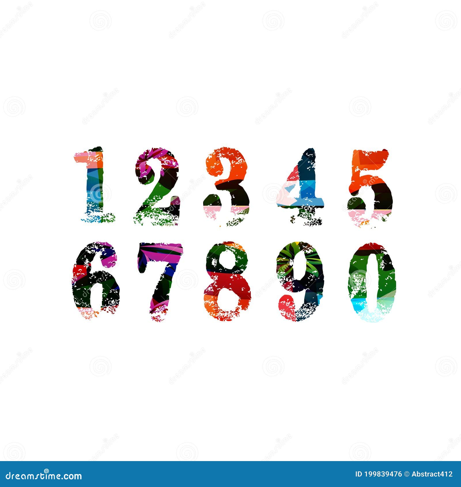 Colorful Numbers Set Vector Illustration. Custom Design Numbers ...