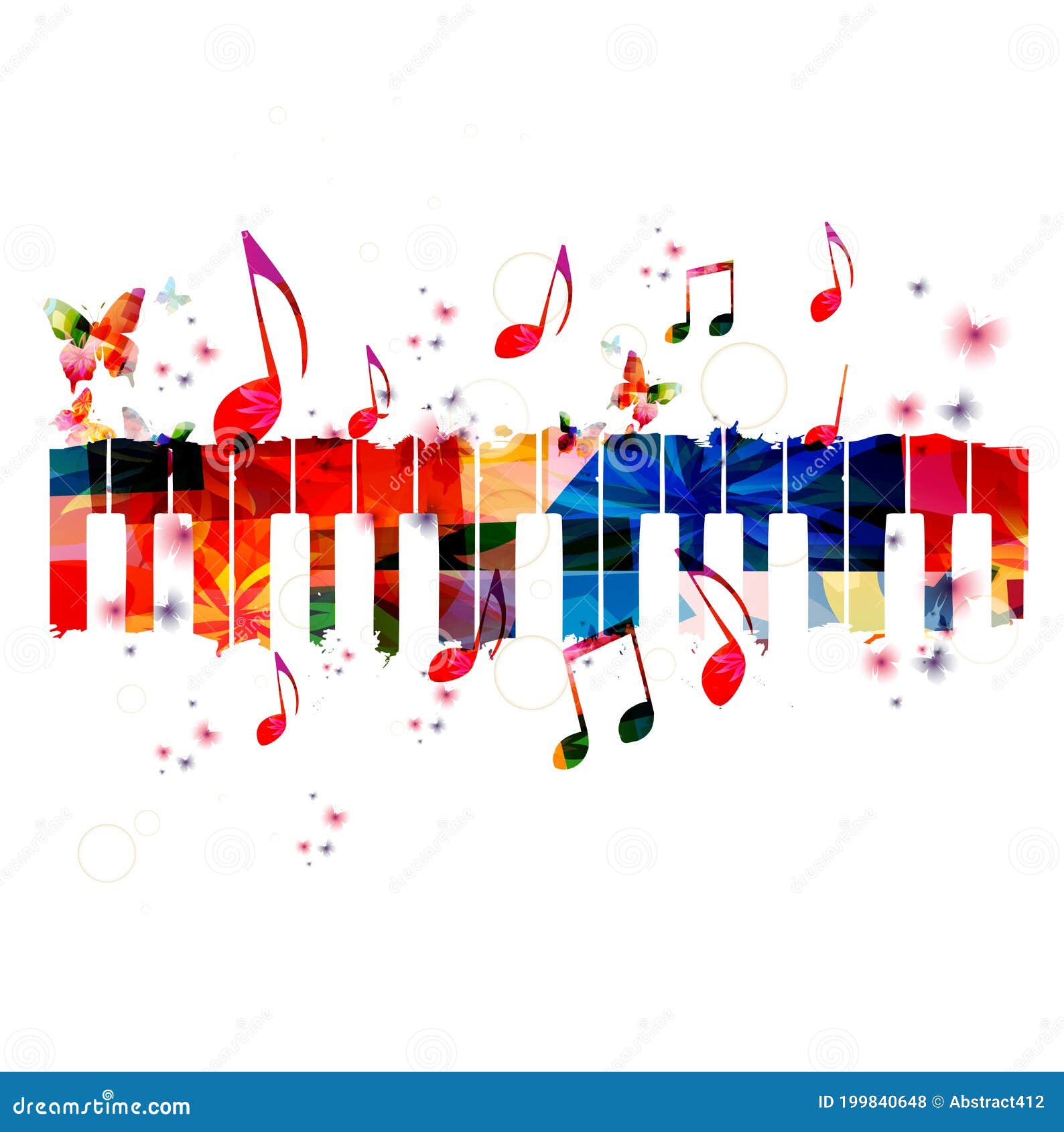 Creative Music Style Template Vector Illustration, Colorful Piano Keys ...