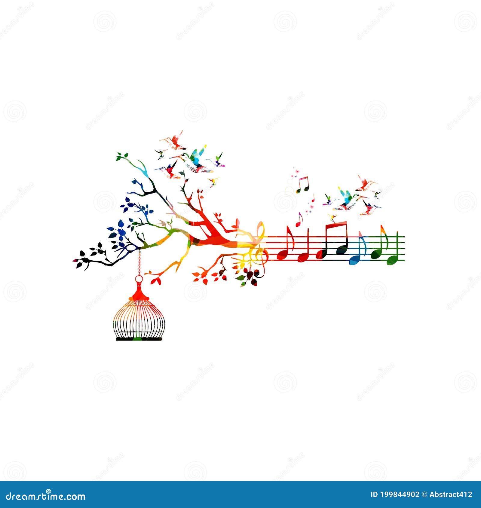 Creative Music Style Template Vector Illustration, Colorful Music Staff ...