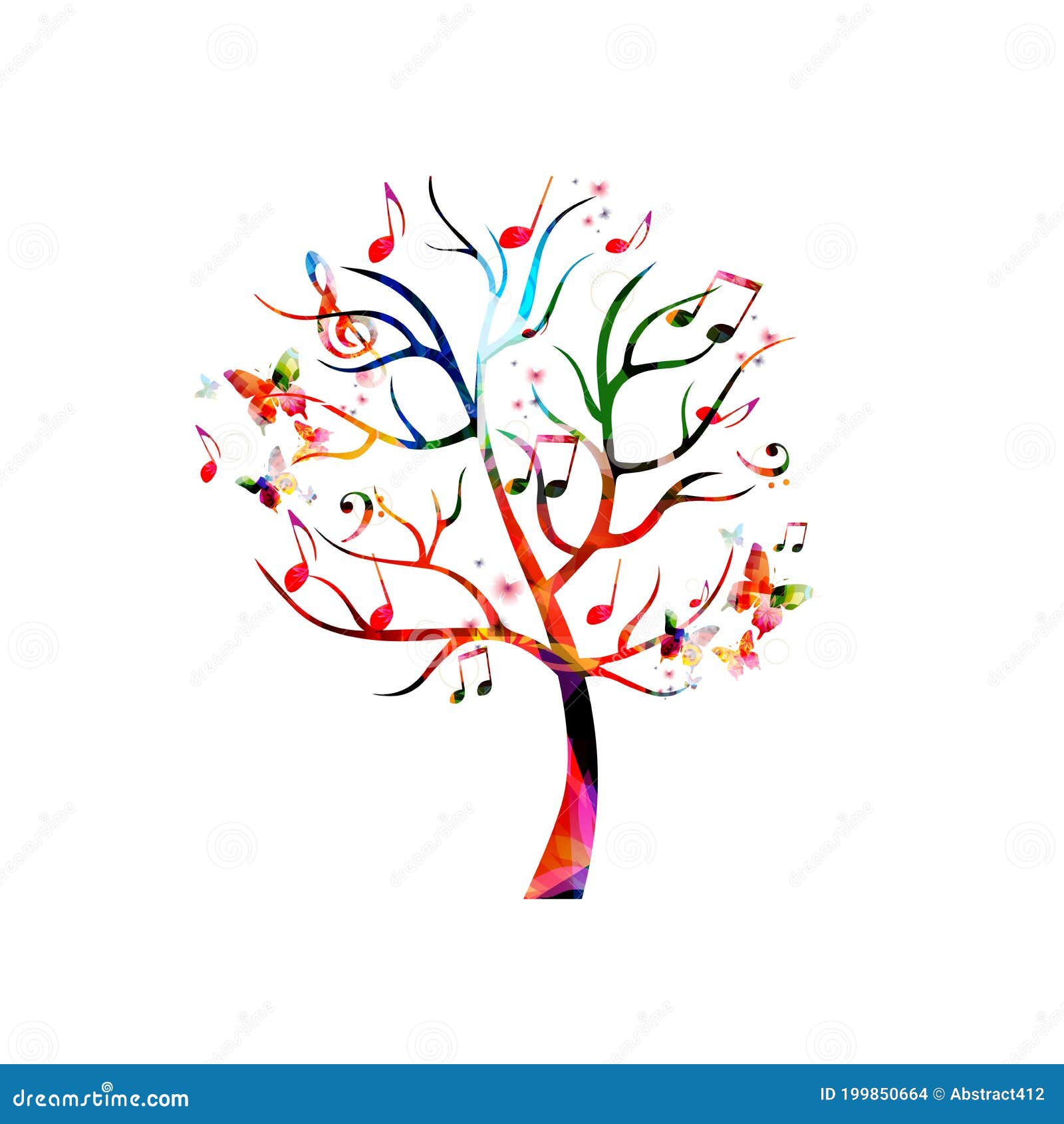 Colorful Music Tree with Musical Notes Stock Vector - Illustration of ...